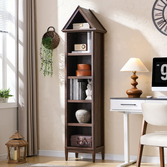 SinCiDo Angled Arch Bookshelf, 5 Tiers Open Shelves Bookcase and ...