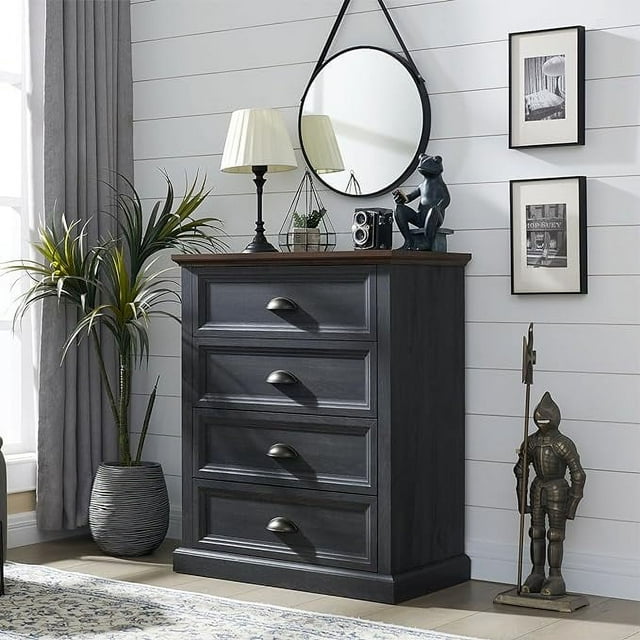 SinCiDo Wooden 4-Drawer Dresser, Classic Farmhouse Style, Already ...