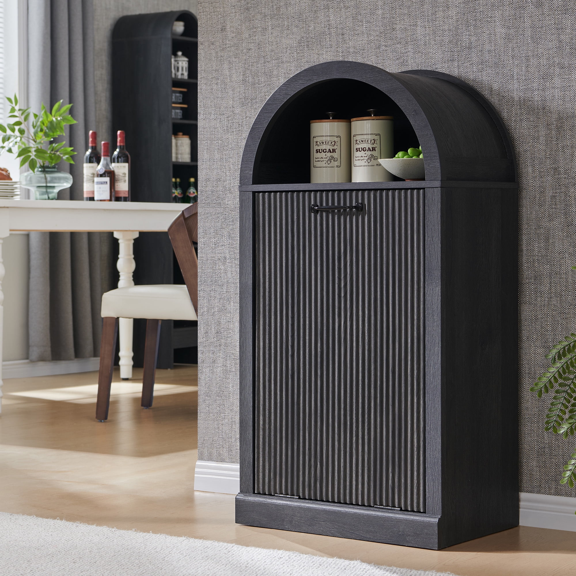 SinCiDo Fluted Arched Tilt-Out Trash Can Cabinet, 10 Gallon Hidden ...