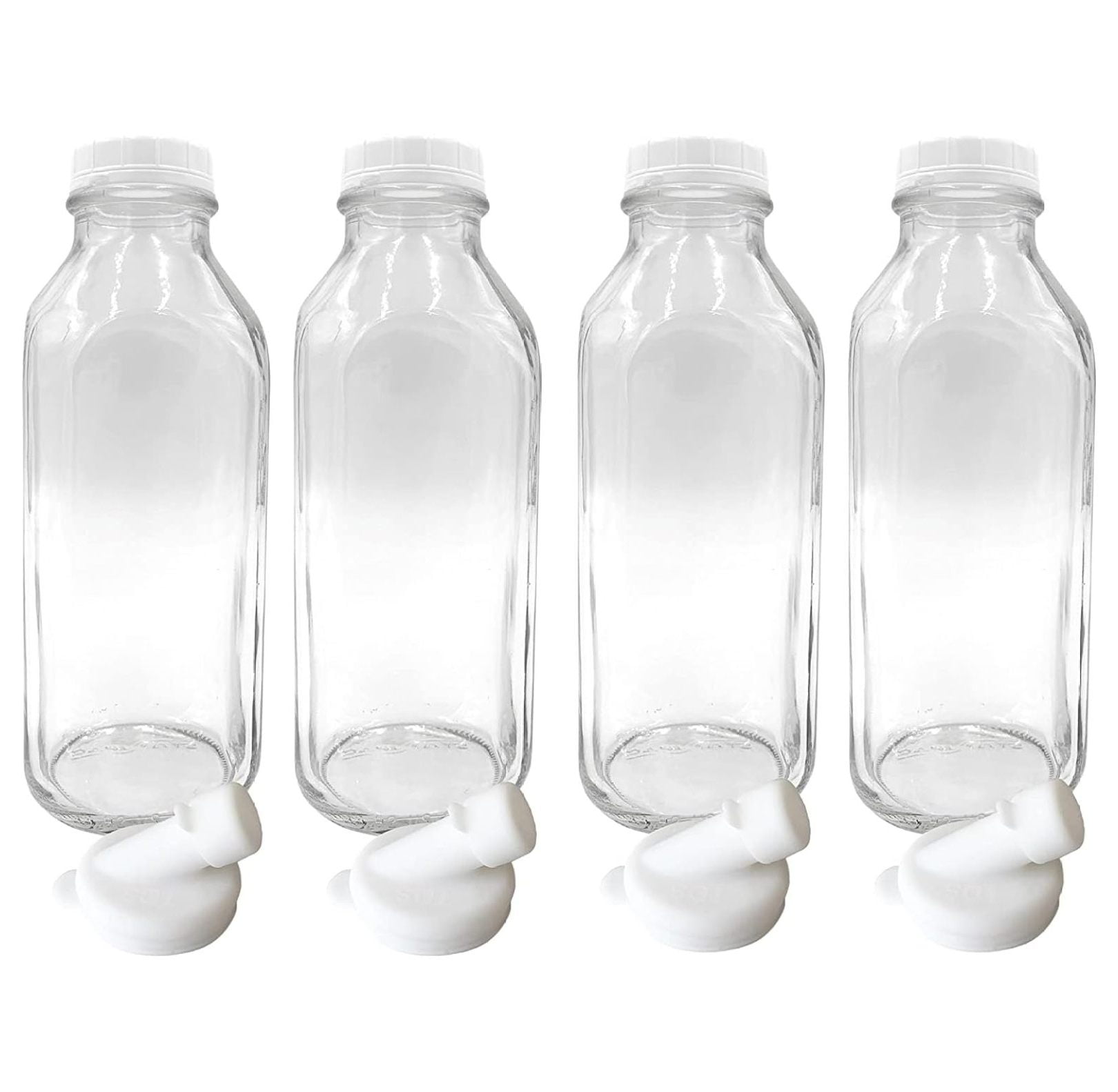 SinYYH Heavy Glass Milk Bottles - Jugs with Lids and Silicone Pour ...