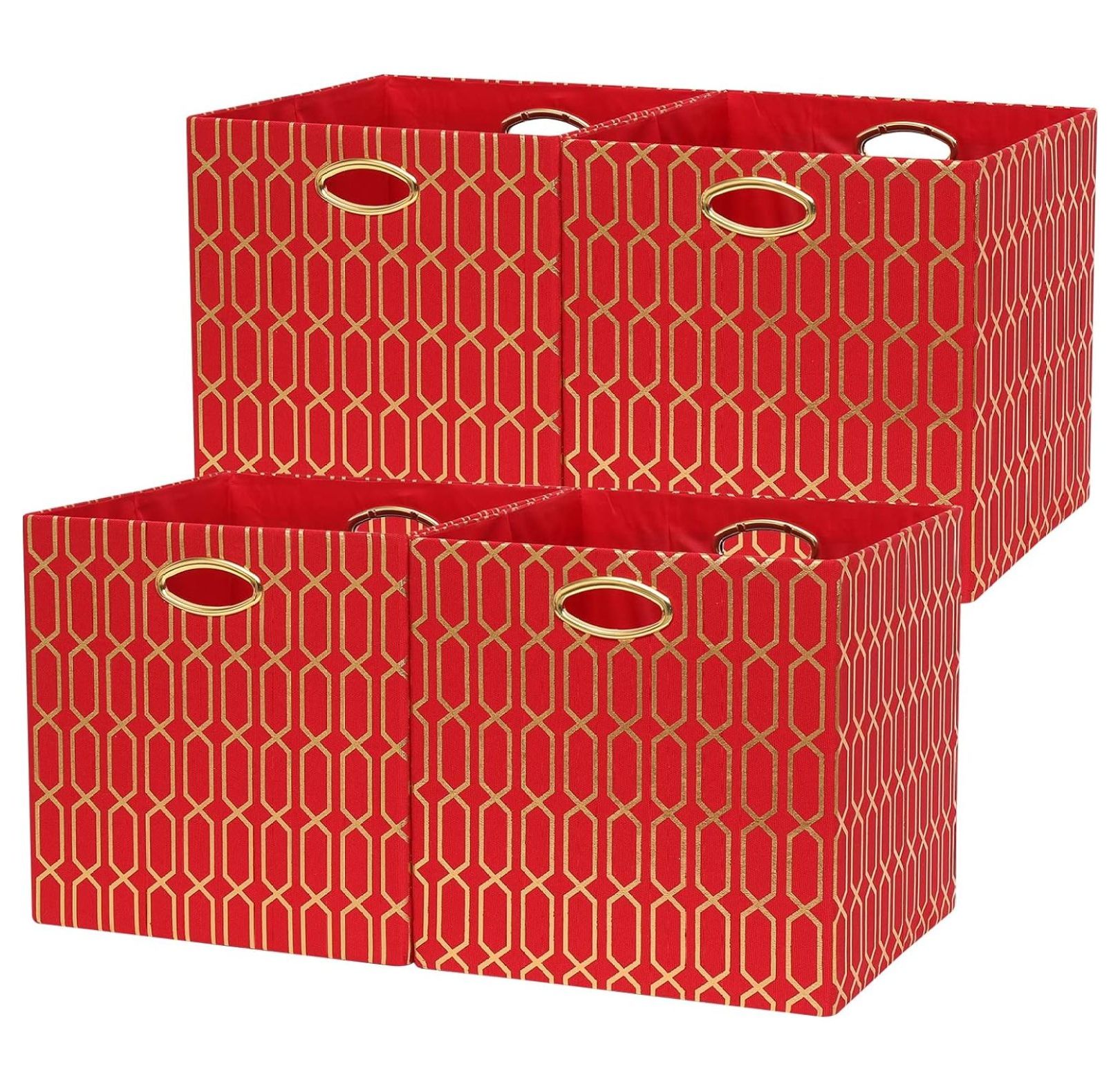 SinYYH Red Storage Bins, 13 Inch Cube Storage Organizer Set of 4 with ...