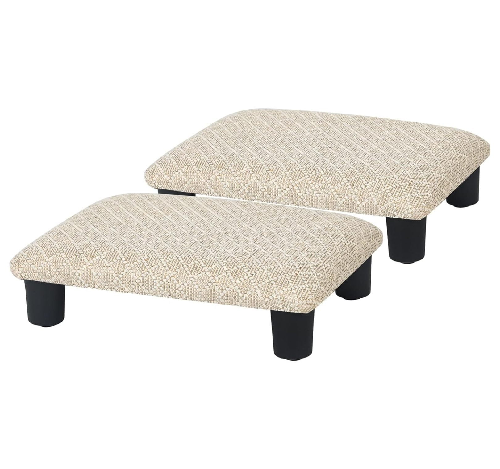 SinYYH Small Footstool Ottoman Set of 2, Linen Fabric Upholstered ...