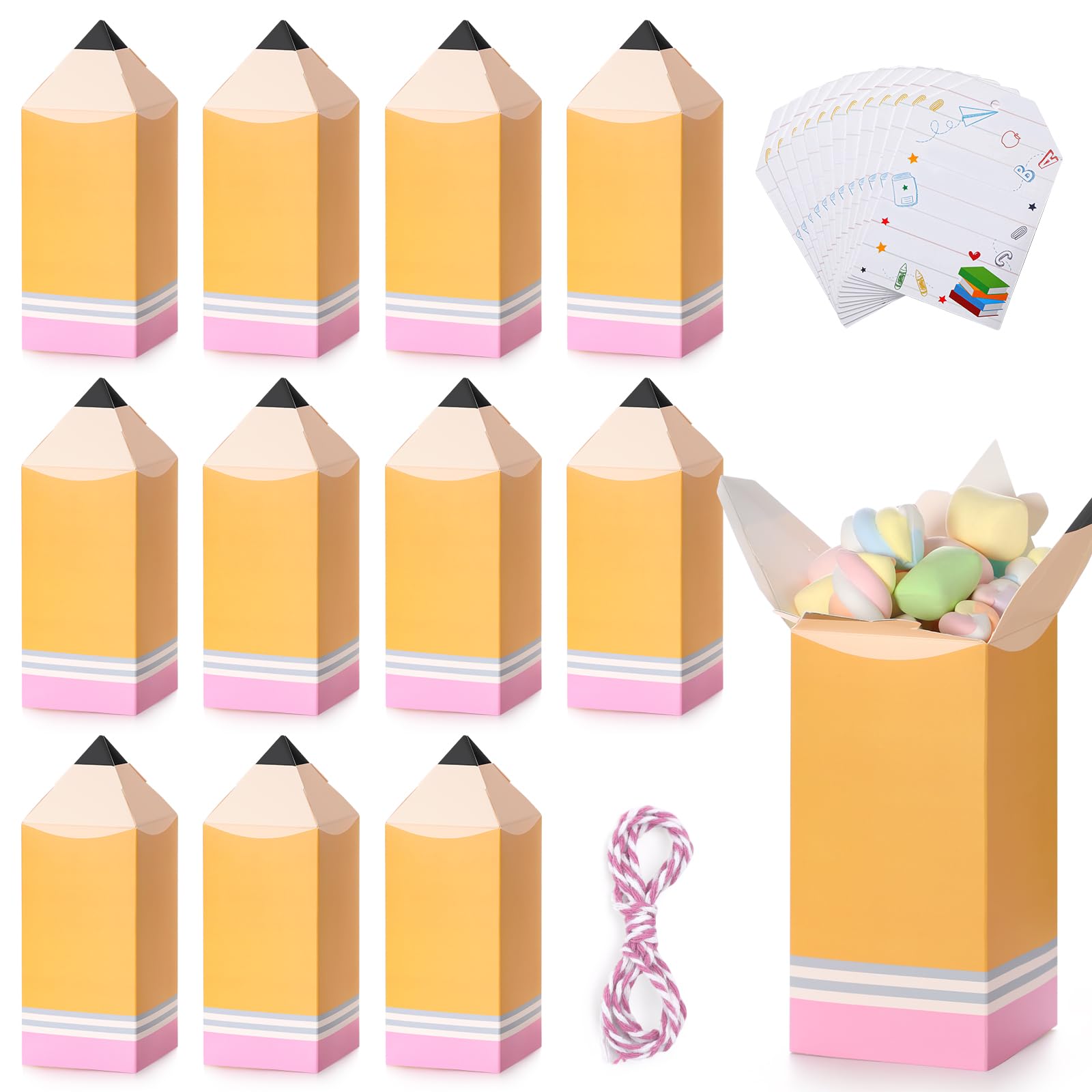 Sinasasspel Back to FEV6 School Pencil Treat Boxes with Cards Thank You ...