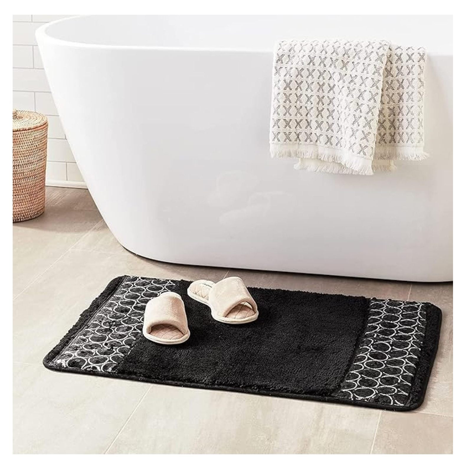 Sinatra Black Bathroom Rug Classic Luxury Bath Rug Contemporary Decor ...