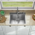 Sinber 25" x 22" x 9" Drop In Single Bowl Kitchen Sink with 18 Gauge ...