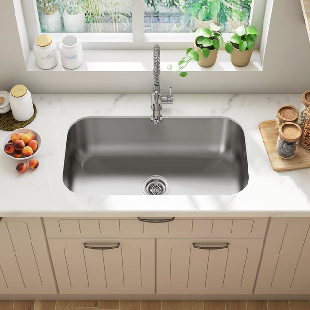 Sinber 30" Undermount Single Bowl 304 Stainless Steel Kitchen Sink ...