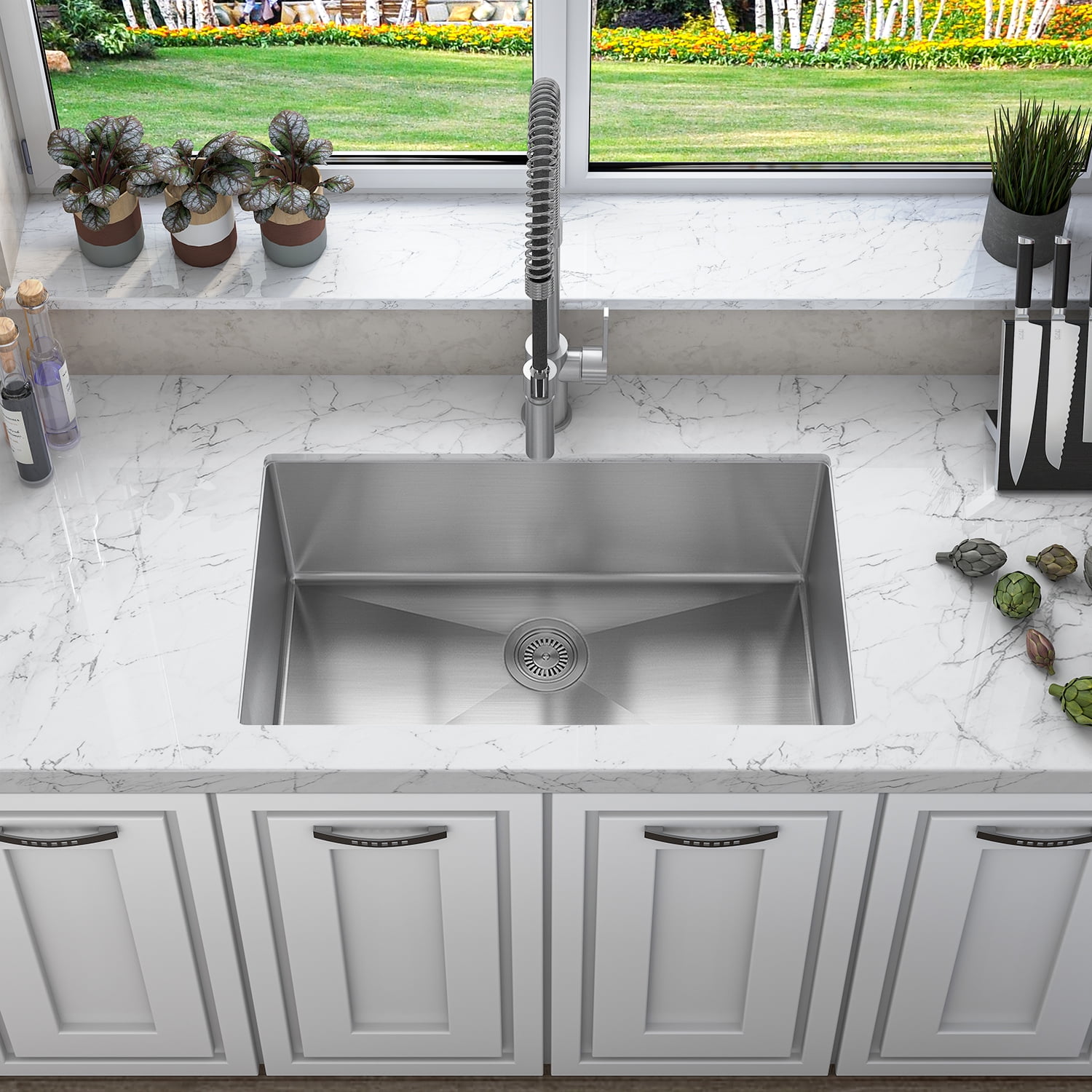 Sinber 30" x 18" x 10" Undermount Single Bowl Kitchen Sink with 18 ...