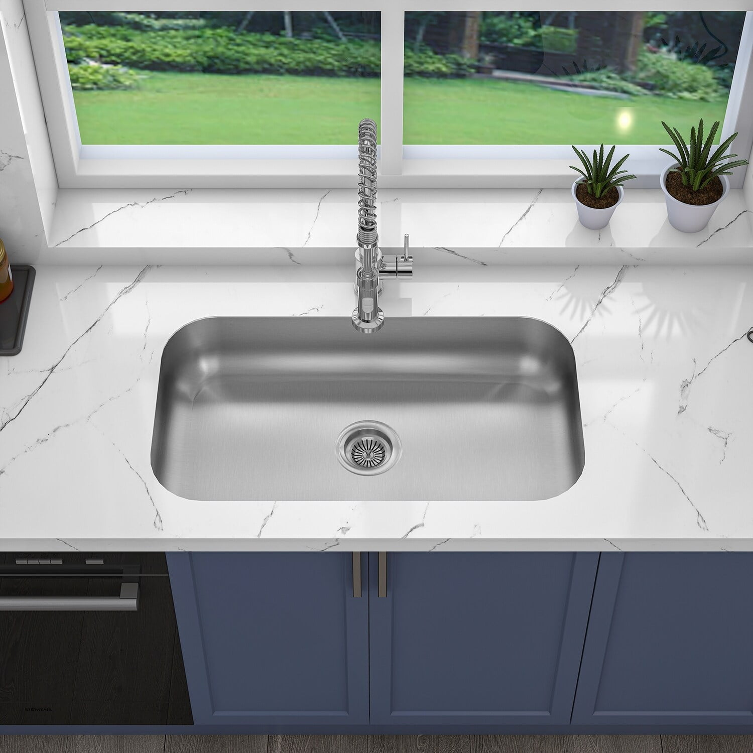 Sinber Undermount Single Bowl 304 Stainless Steel Kitchen Sink 30" x 18 ...