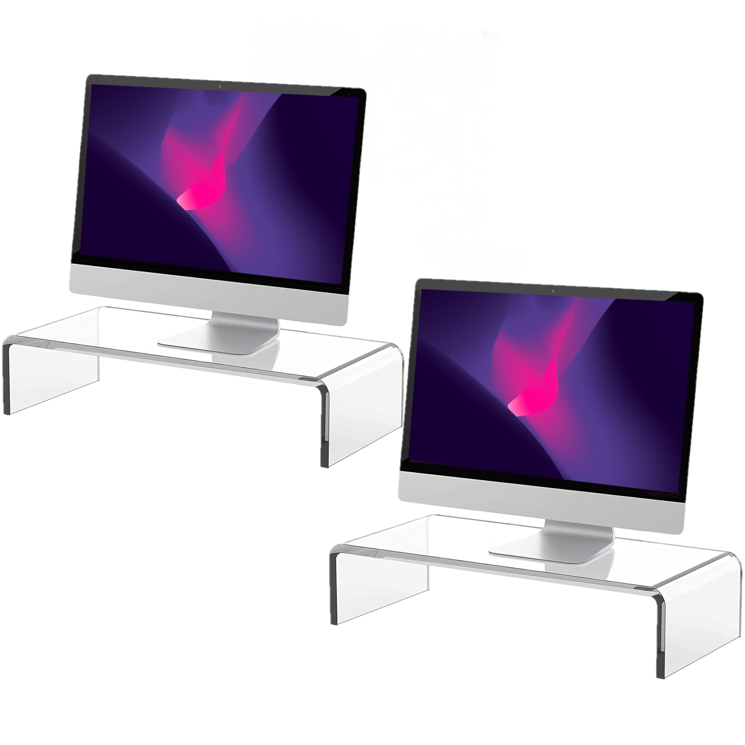 Sinboun 2 Pack Acrylic Monitor Stand Riser Clear Computer Monitor Stand ...