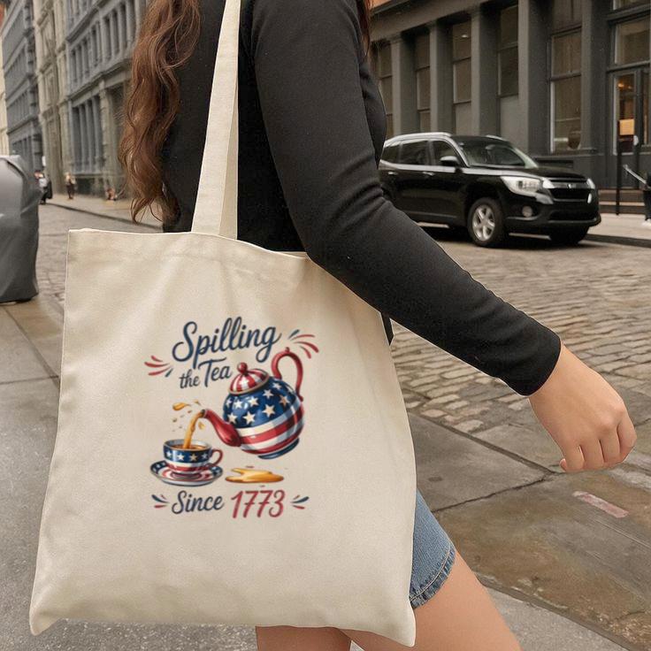 Since 1773 Funny Patriotic Tea Quote Printed On Humor Tote Bags ...