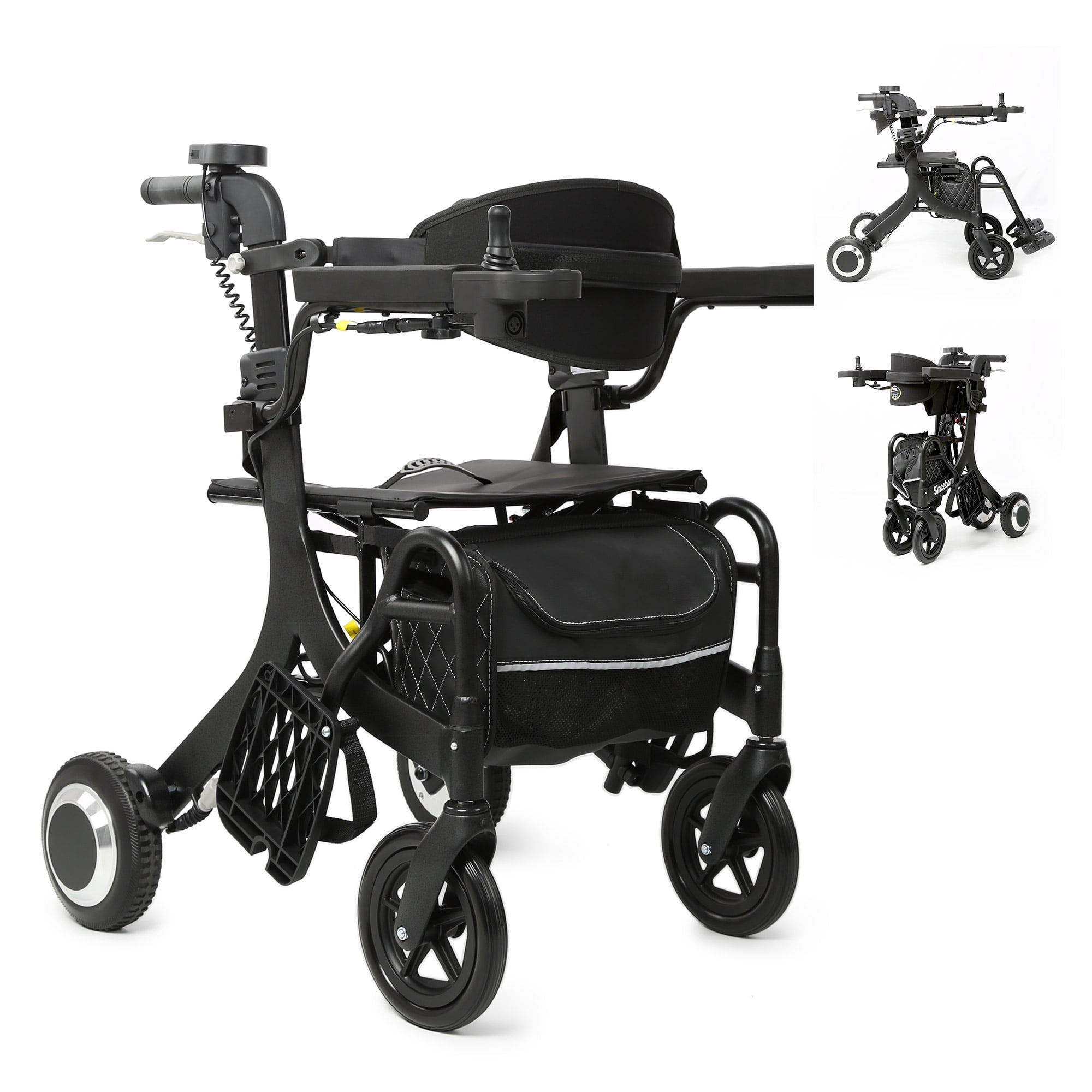 Sinceborn Electric Rollator Walker with Seat, 3 in 1 Transport ...