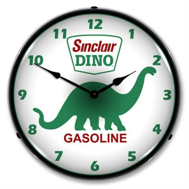 Sinclair Dino Gasoline LED Wall Clock, Retro/Vintage, Lighted, 14 inch ...