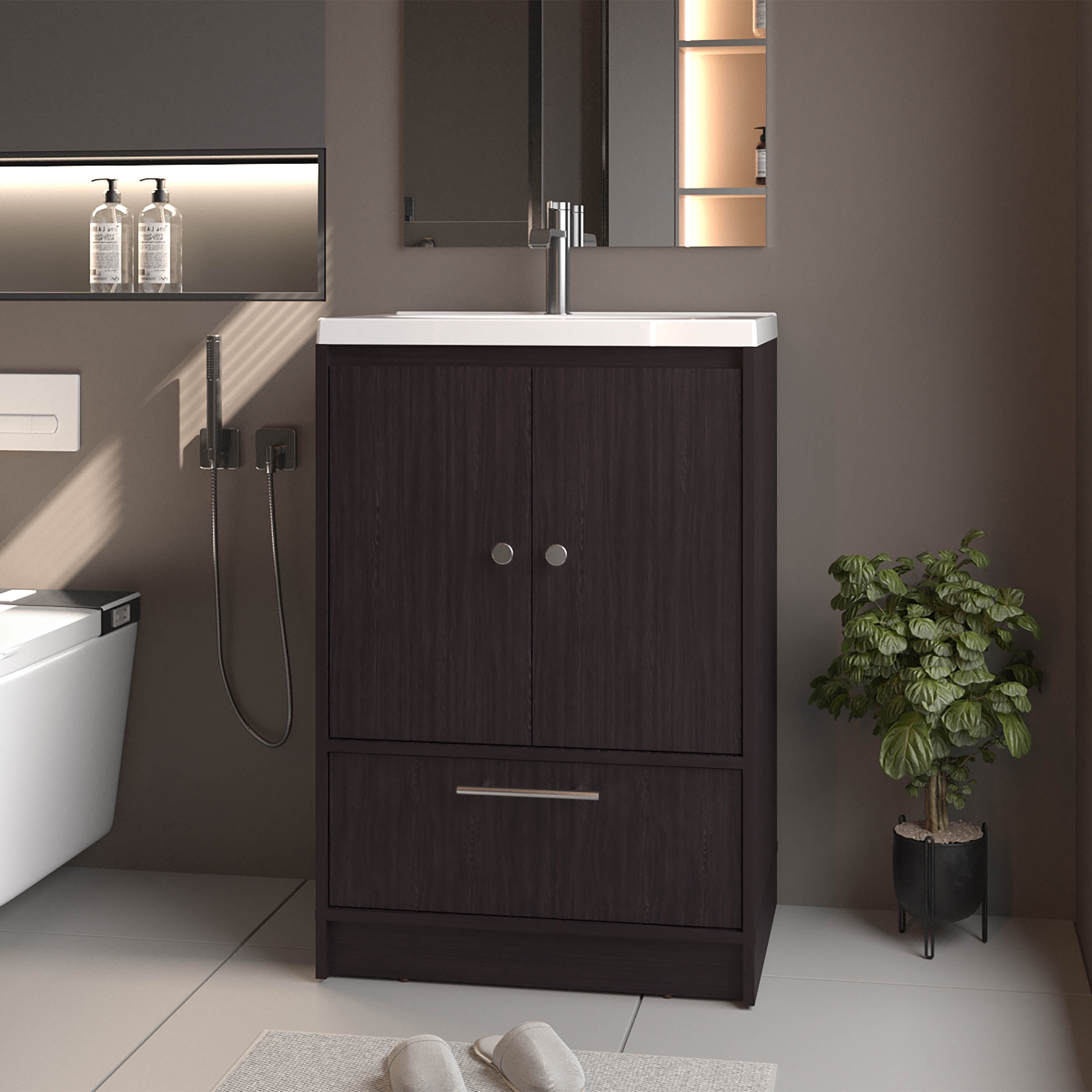 Sinclair Freestanding Bathroom Vanity with Sink, Two Doors and Bottom ...