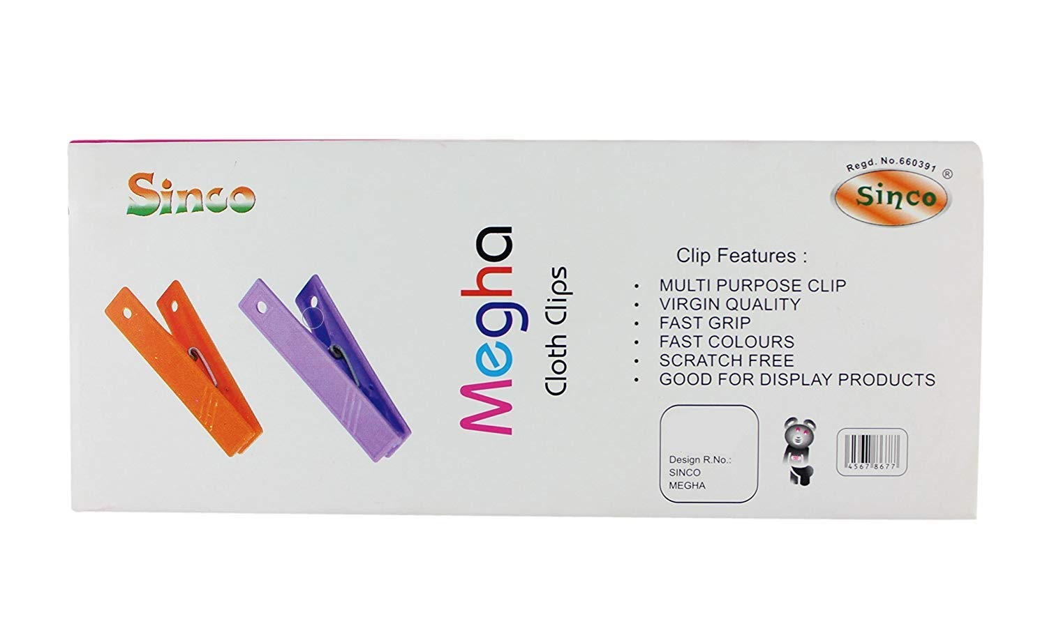 Sinco Megha Premium Cloth Clips Pegs Large Multicolor Pack of 2 24 ...