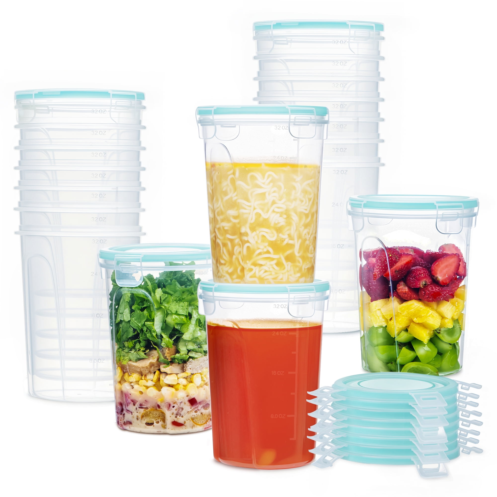 Sindcom 15 Pack Plastic Food Storage Containers Set, Large Capacity ...