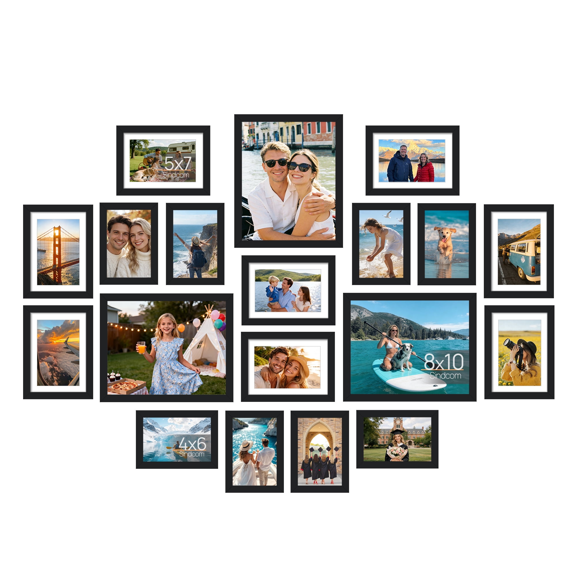 Sindcom 19 Pack Collage Picture Frame, Gallery Wall Frame Set for Wall ...