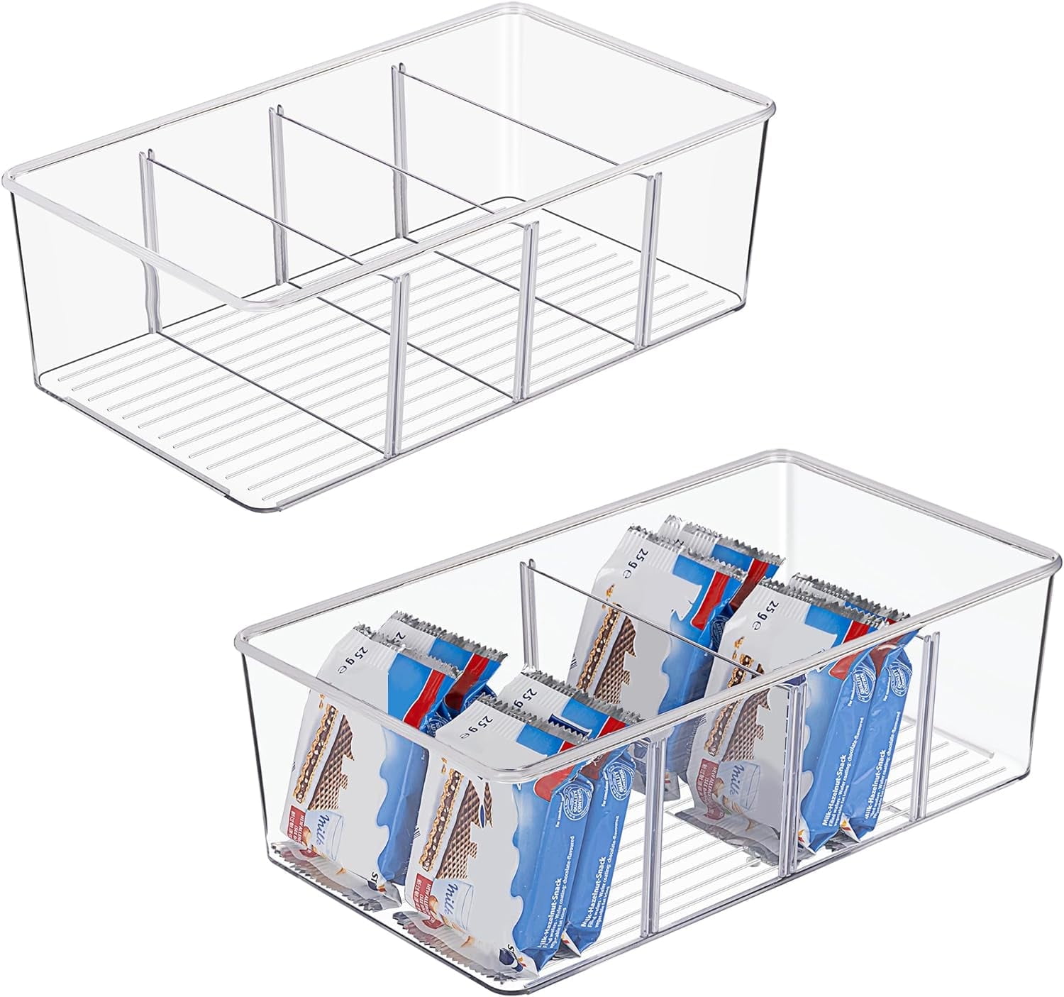 Food Storage Organizer Bin with 4 Compartment , Vtopmart Clear Plastic ...