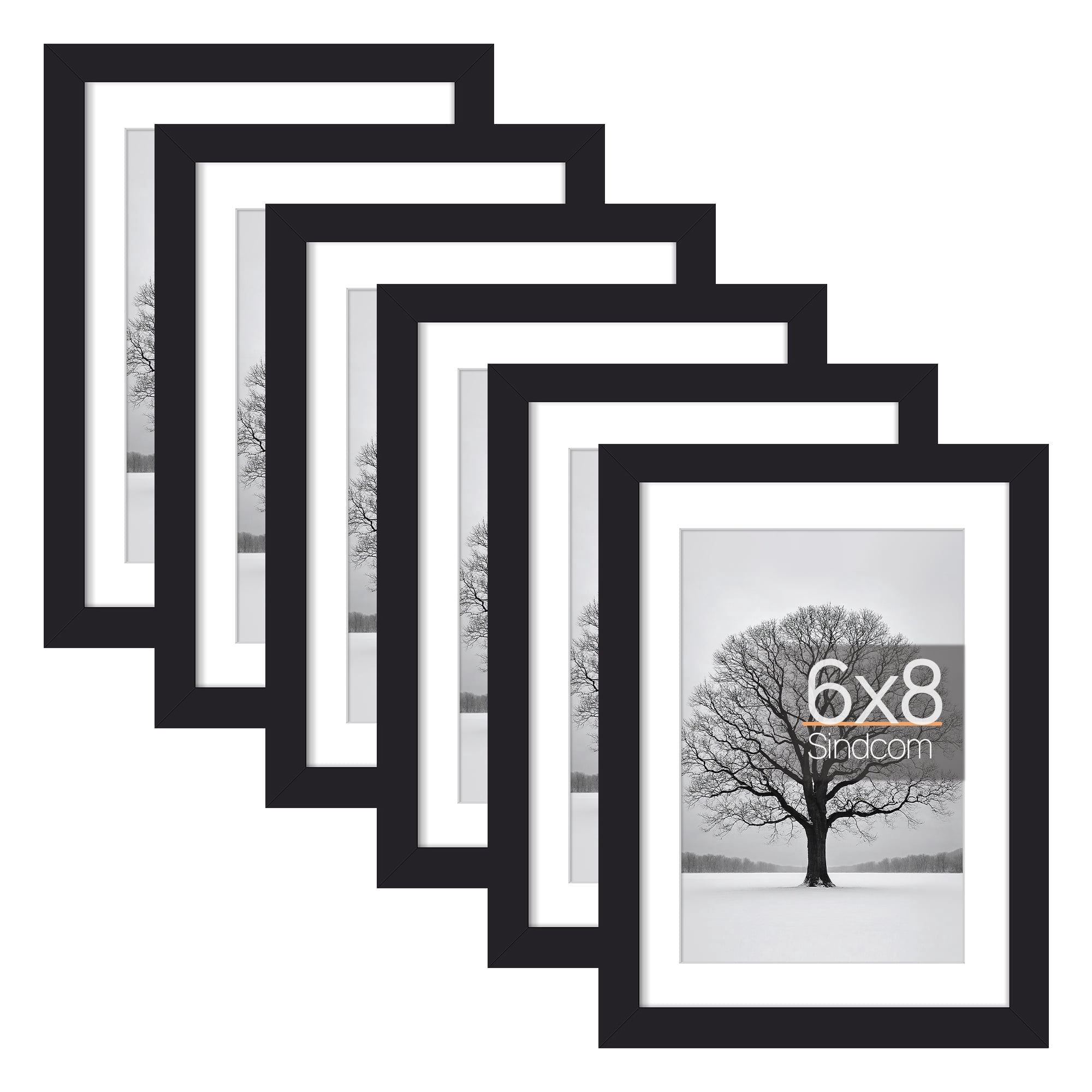 Sindcom 6 Pack 6x8 Picture Frames,Display Pictures 5x7 with Mat or 6x8 ...