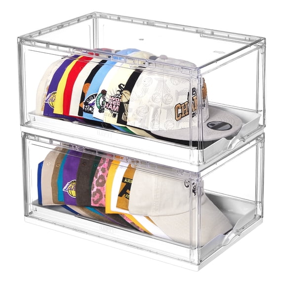 Sindcom 2 Pack Hat Organizer for Baseball Caps, Clear Hat Holder Box ...