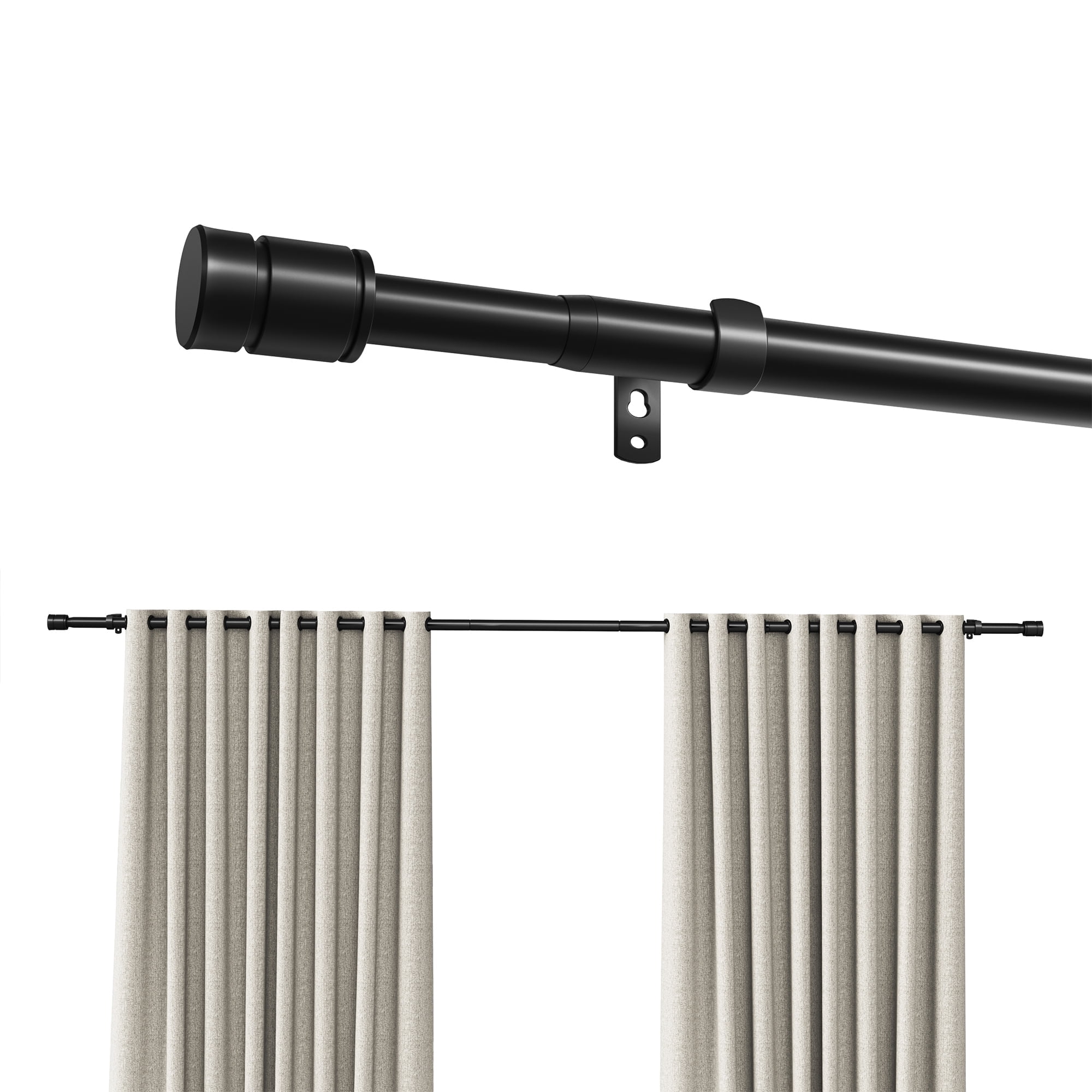 Sindcom Matte Black Curtain Rods for Windows 48 to 84 Inches, 1 Inch ...