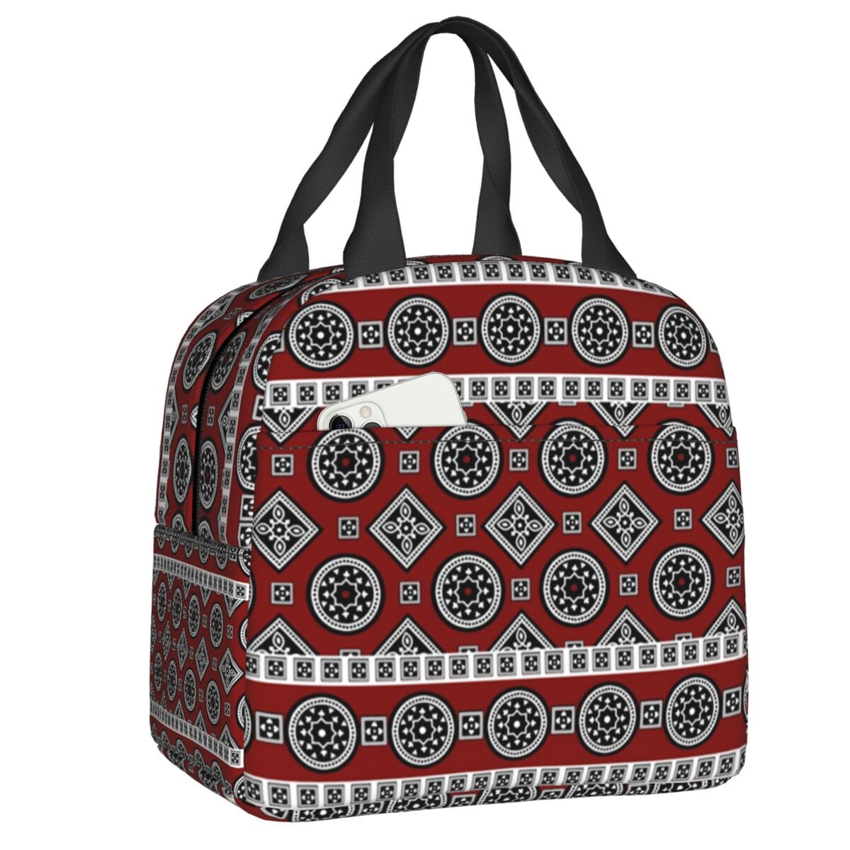 Sindhi Ethnic Ajrak Patterns Insulated Lunch Tote Bag for Women ...