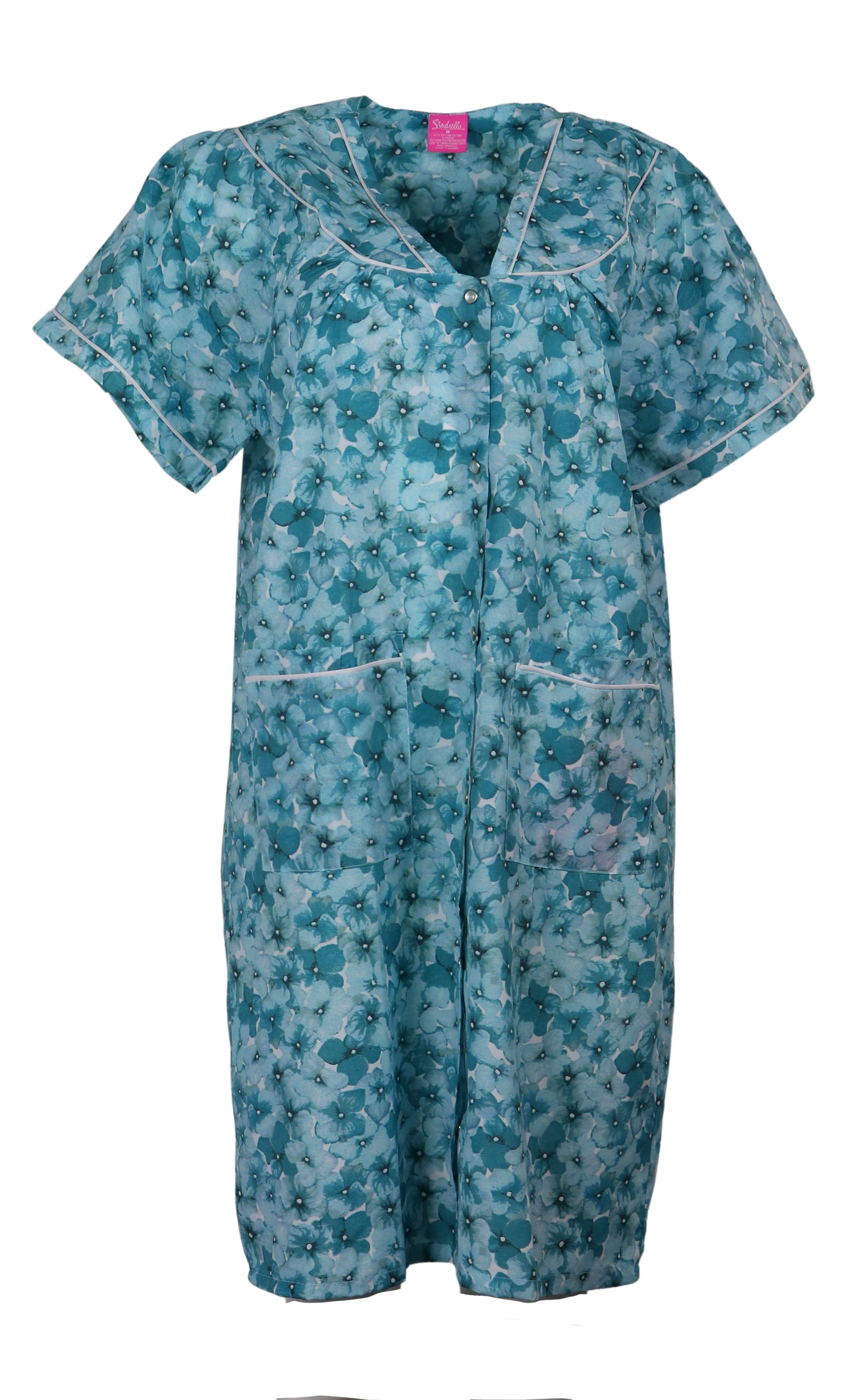 Sindrella Women's Cotton Blend Snap Front Duster Robe With Pocket ...