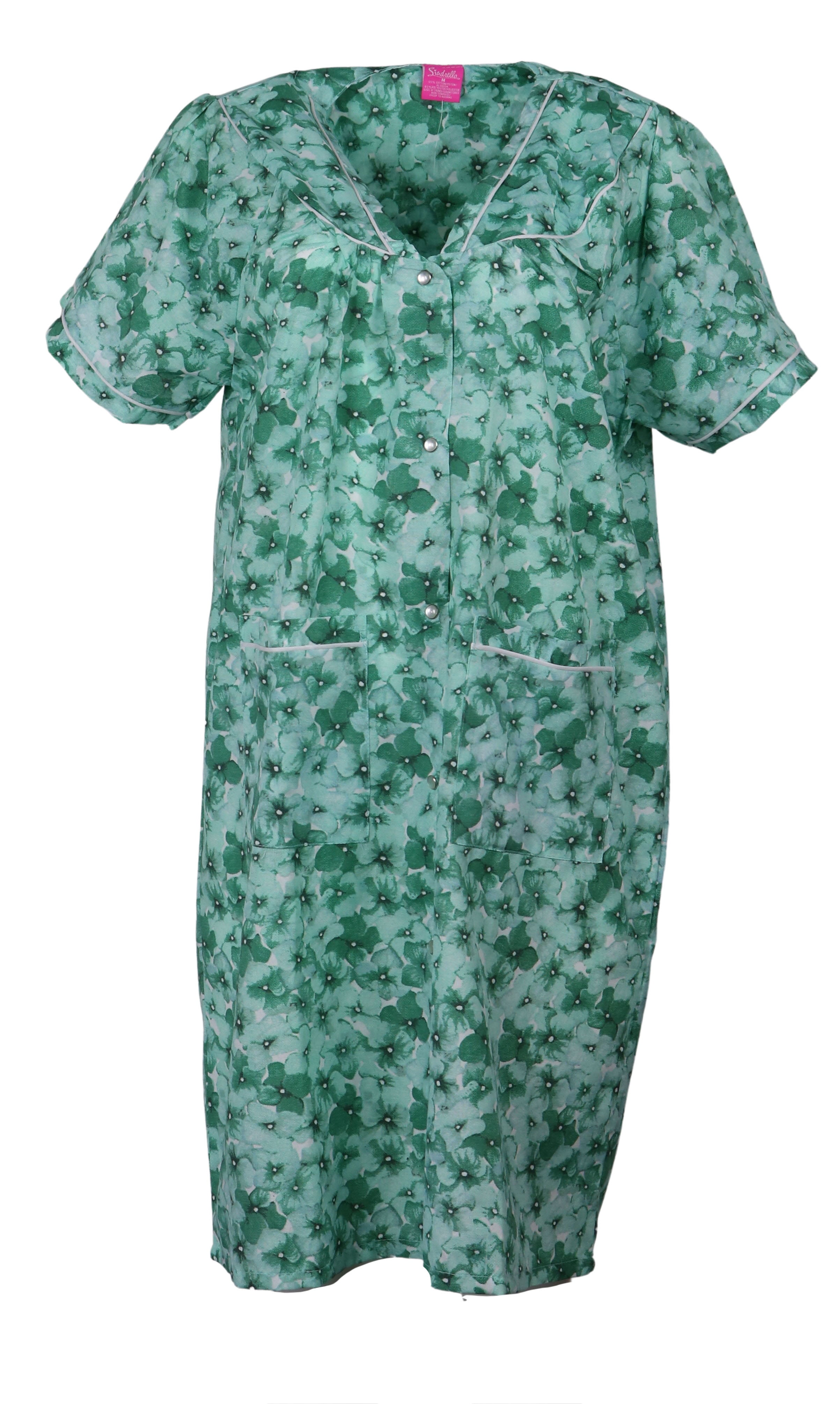 Sindrella Women's Cotton Blend Snap Front Duster Robe With Pocket ...