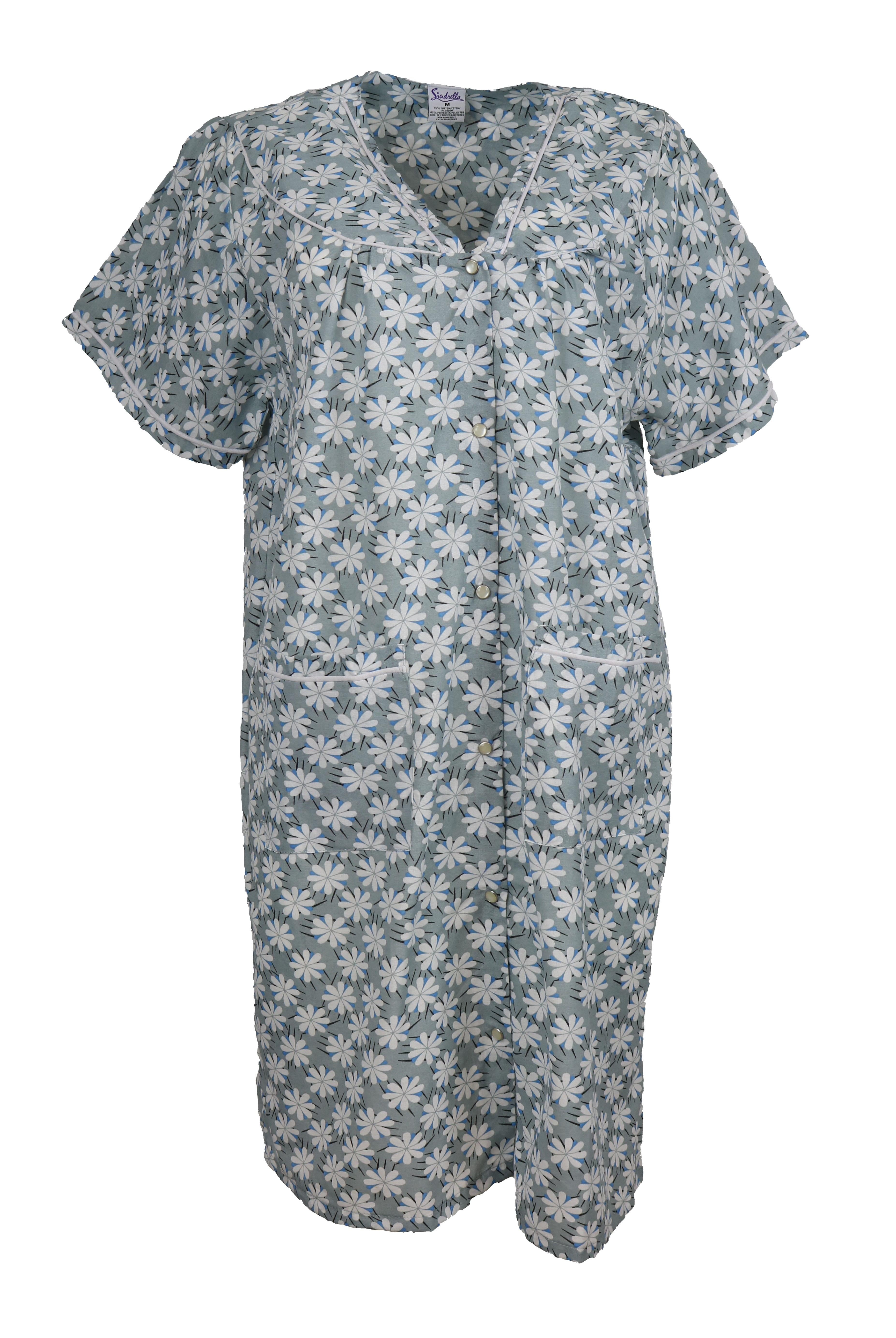 Sindrella Women's Cotton Blend Snap Front Duster Robe With Pocket ...