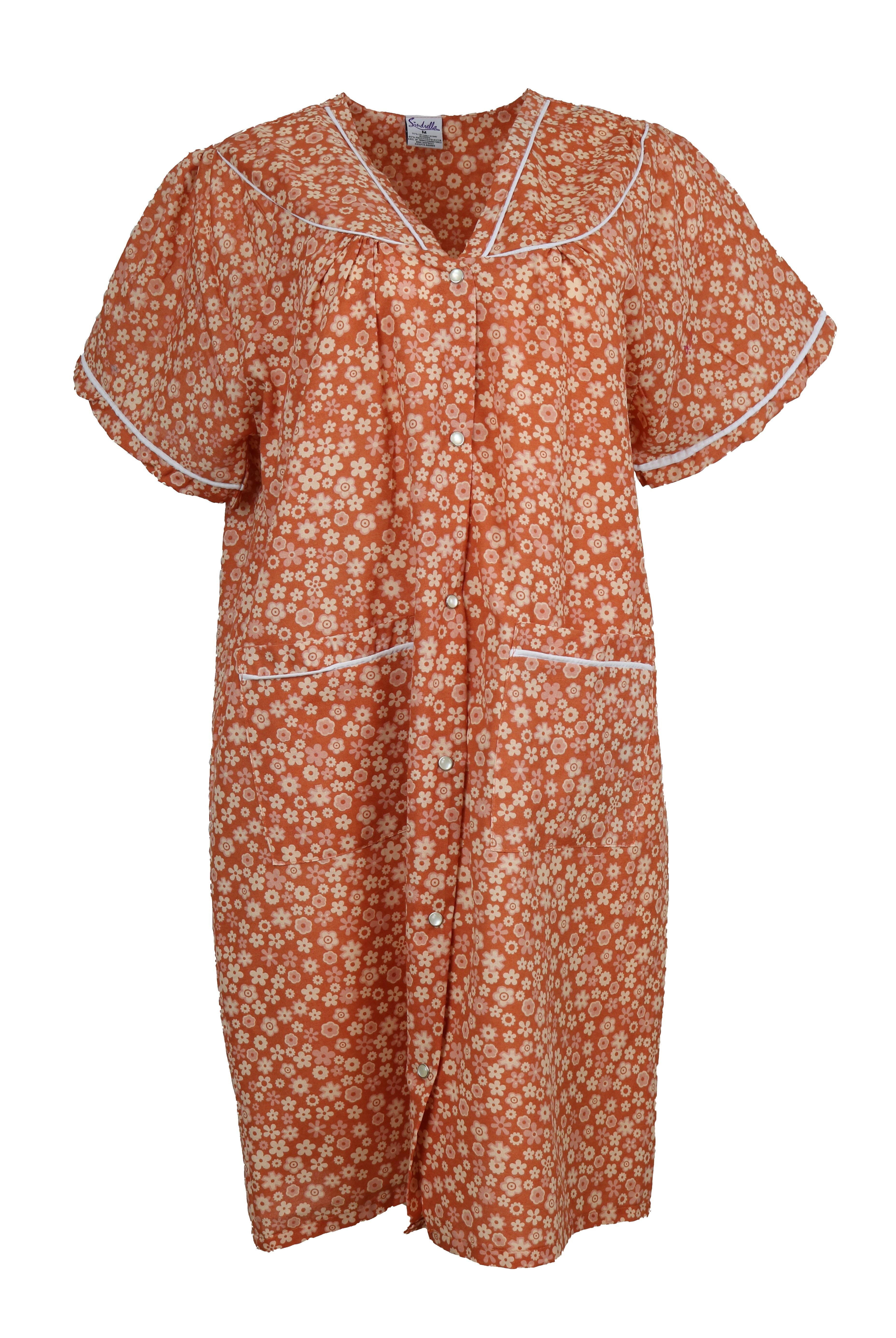 Sindrella Women's Cotton Blend Snap Front Duster Robe With Pocket ...