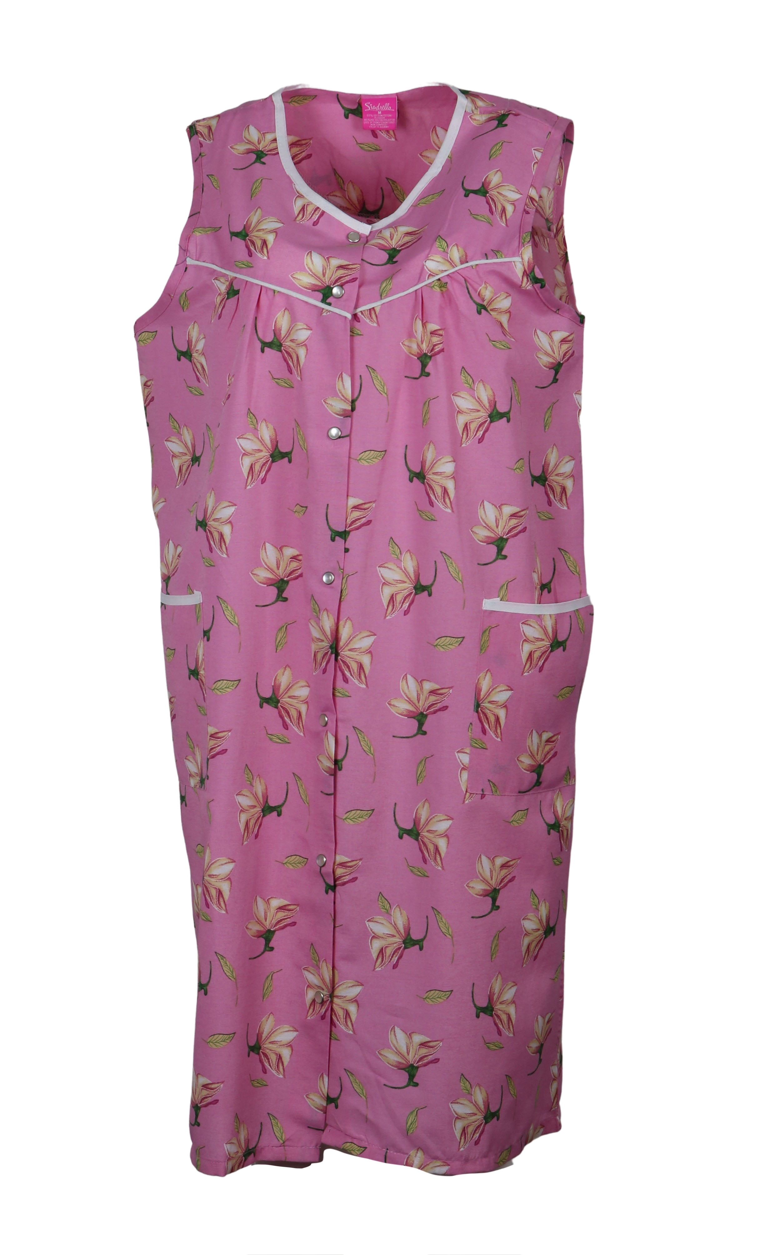 Sindrella Women's Cotton Blend Snap Front Duster Robe With Pocket ...