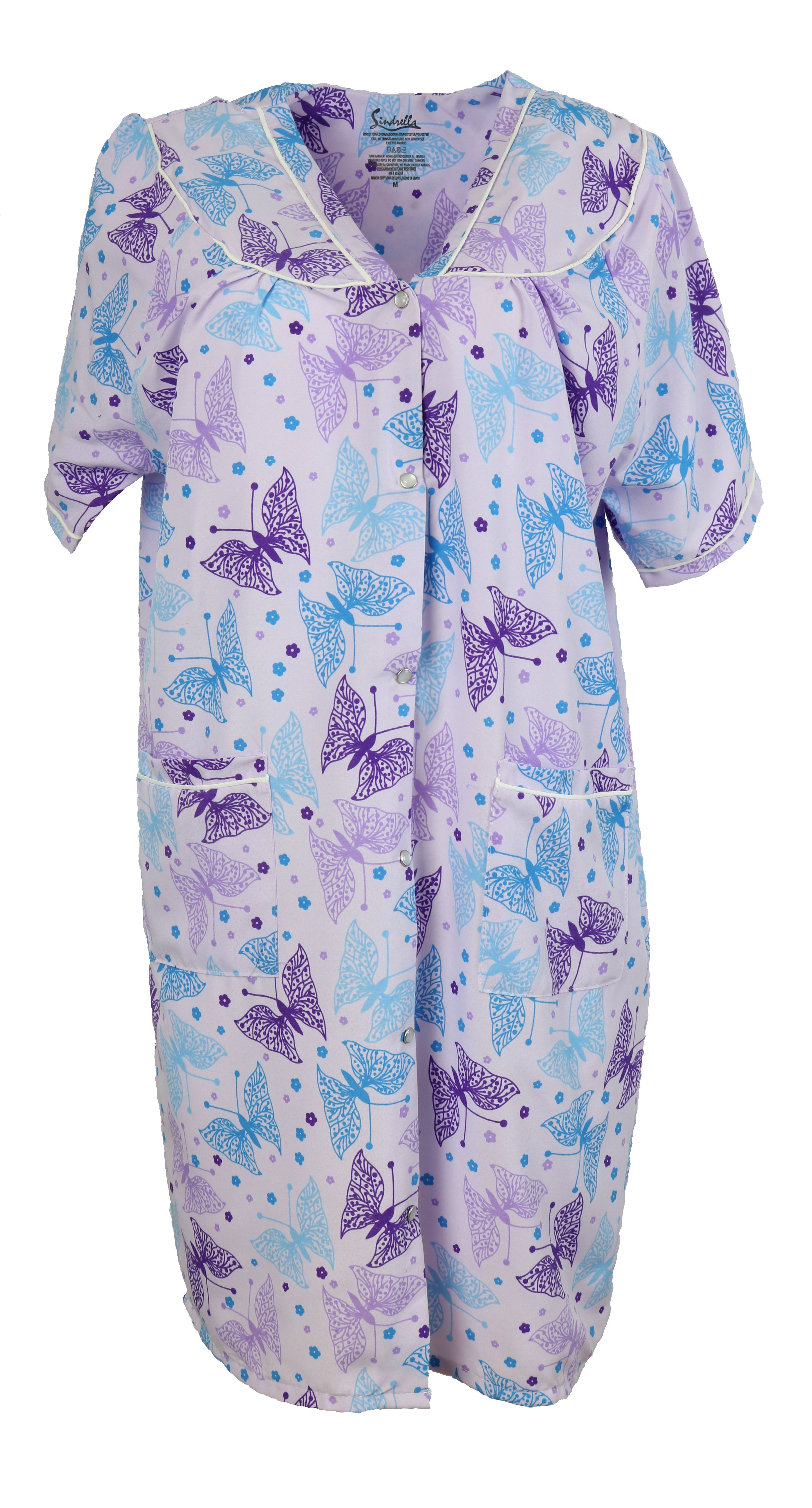 Sindrella Women's Cotton Blend Snap Front Duster Robe With Pocket ...