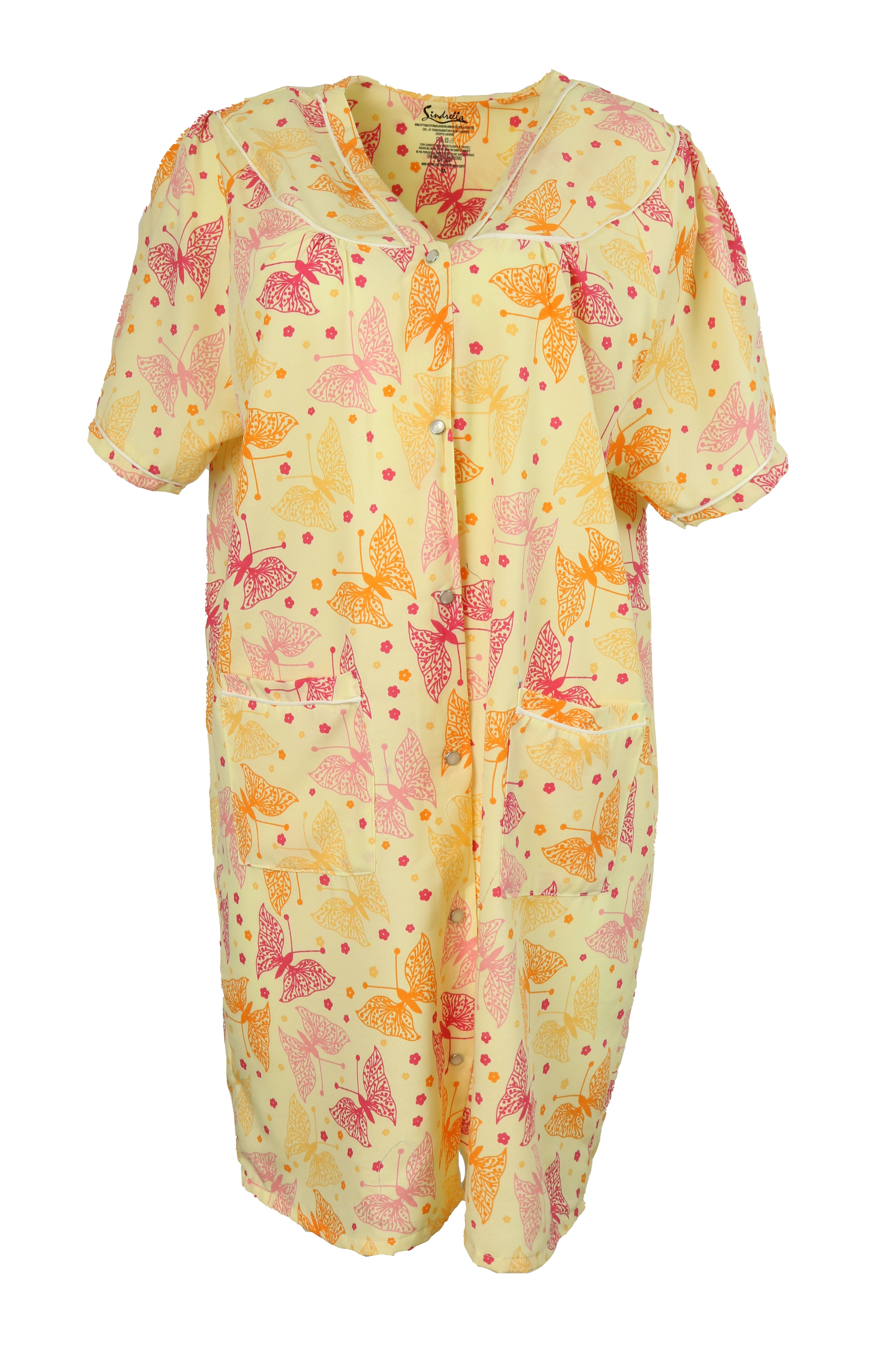 Sindrella Women's Cotton Blend Snap Front Duster Robe With Pocket ...