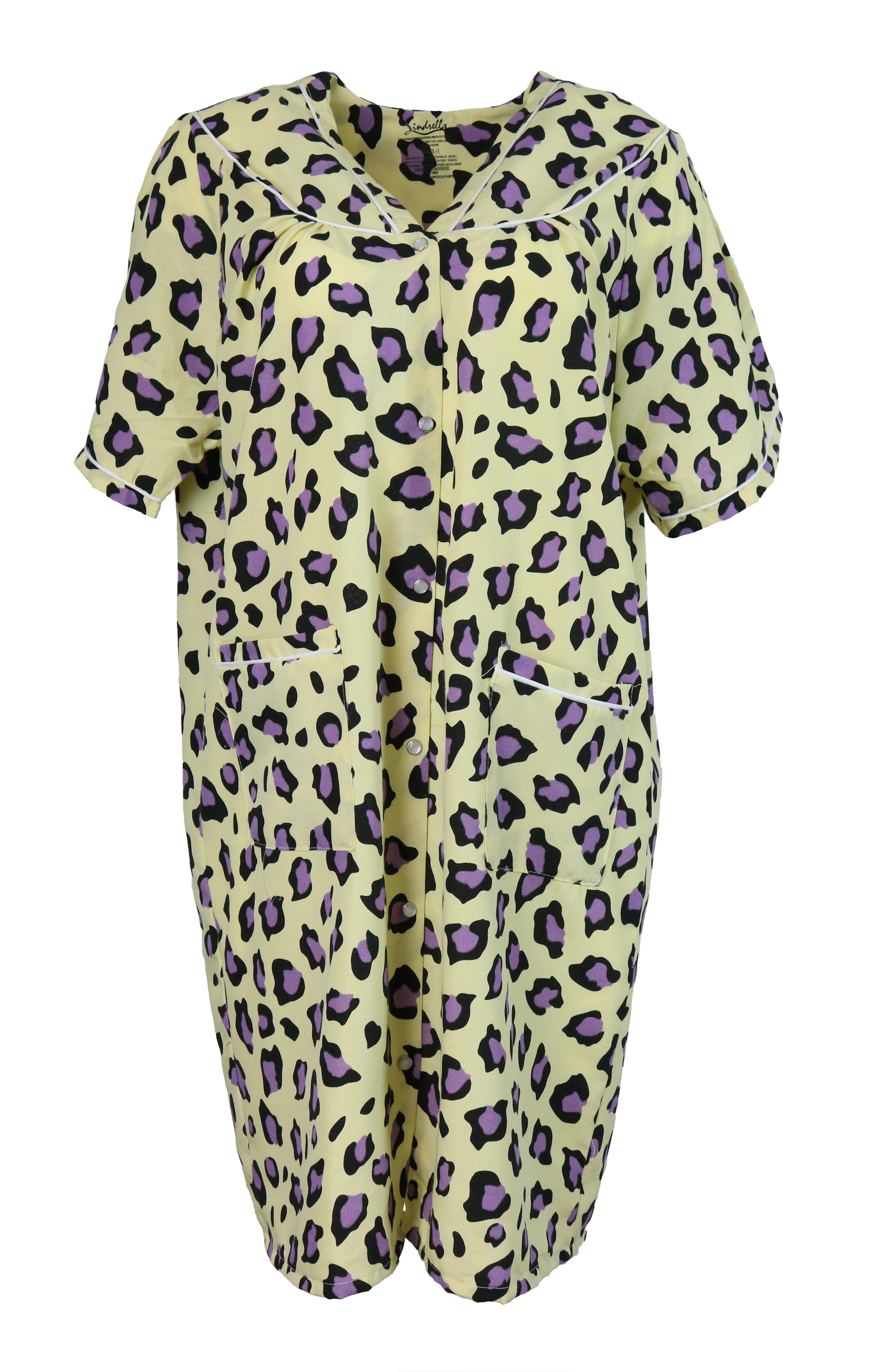 Sindrella Women's Cotton Blend Snap Front Duster Robe With Pocket ...