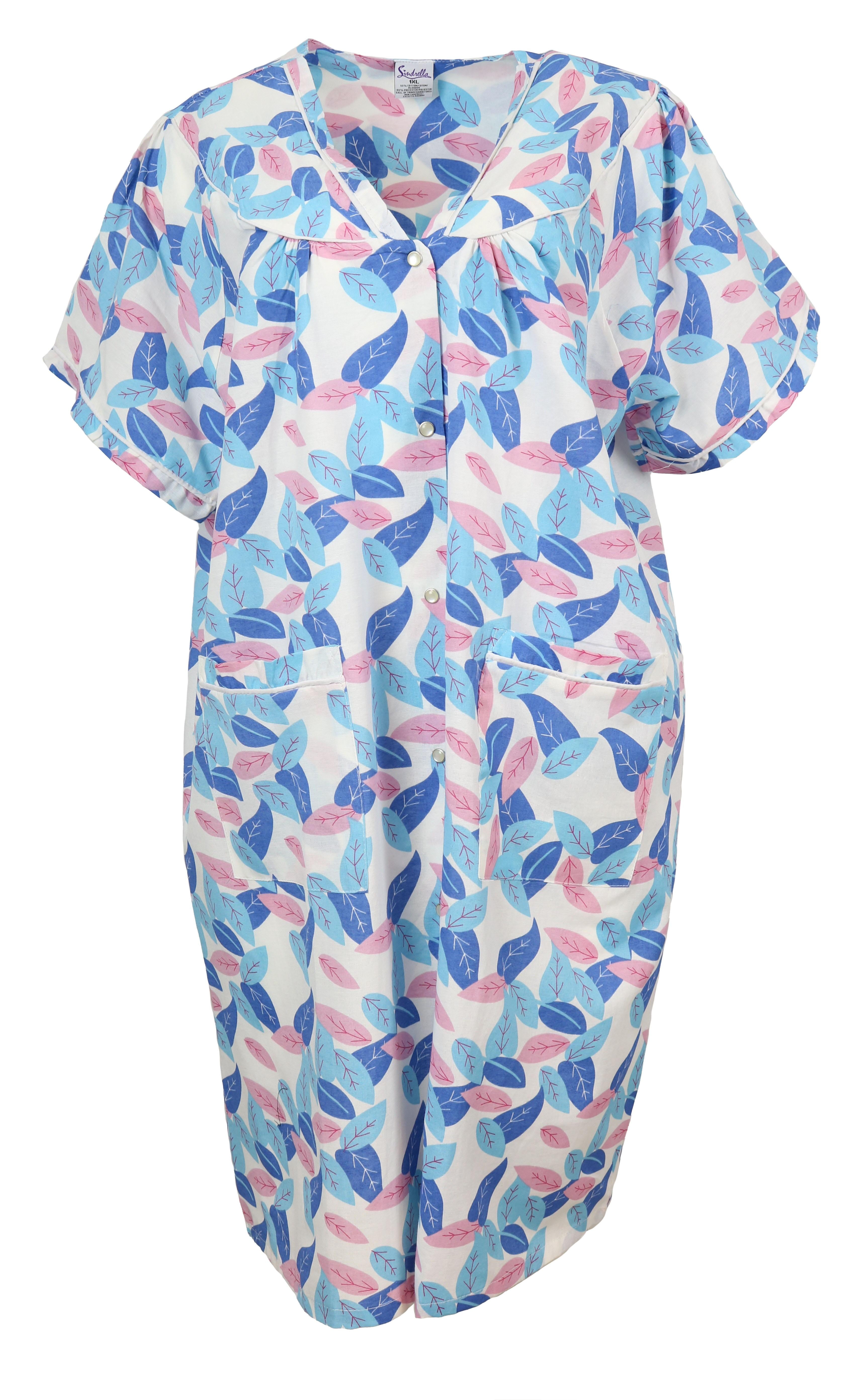 Sindrella Women's Plus Size Cotton Blend Snap Front Duster Robe With ...