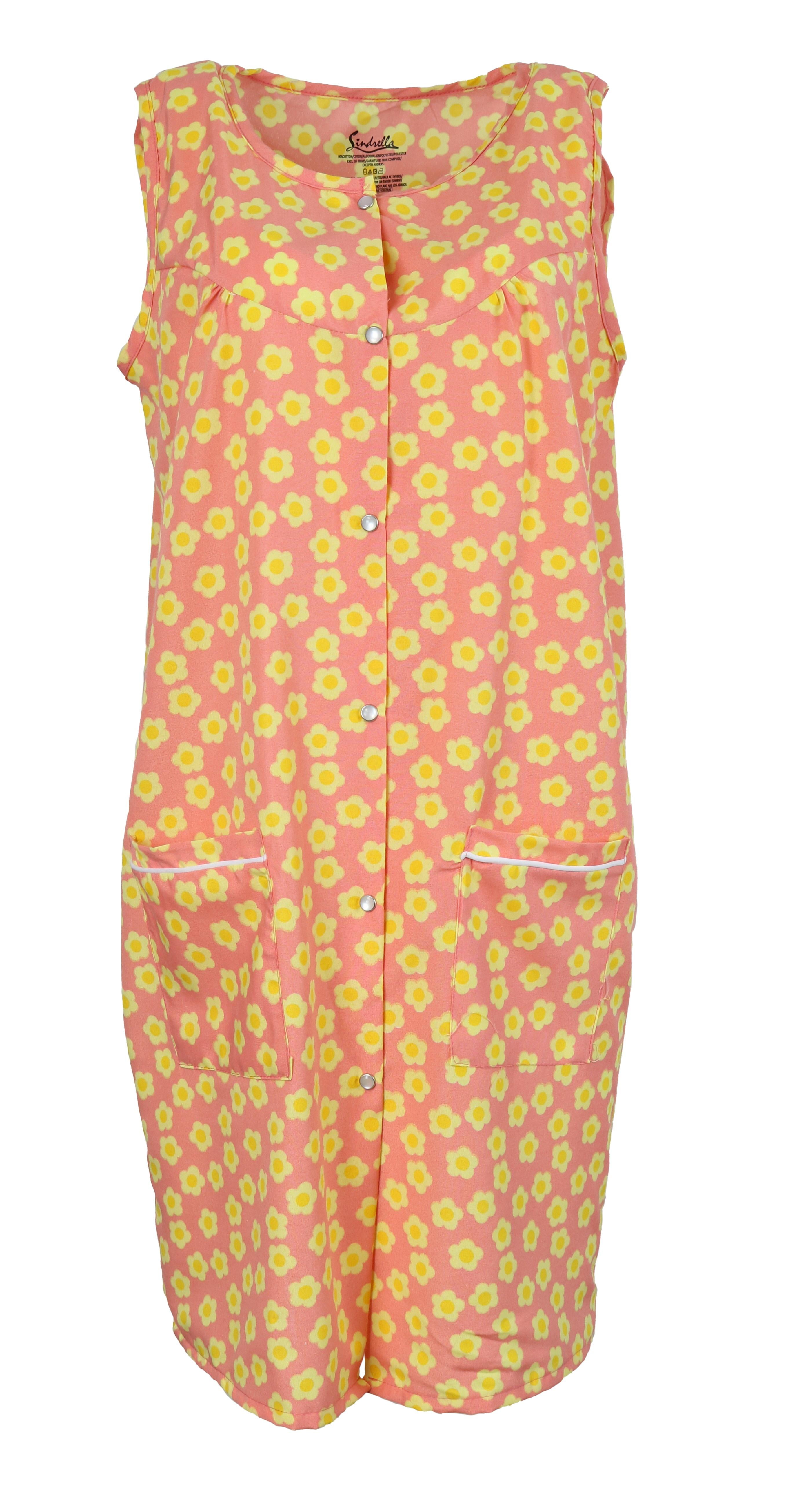 Sindrella Women's Plus Size Cotton Blend Snap Front Duster Robe With Pocket - Coral Buttercups ...