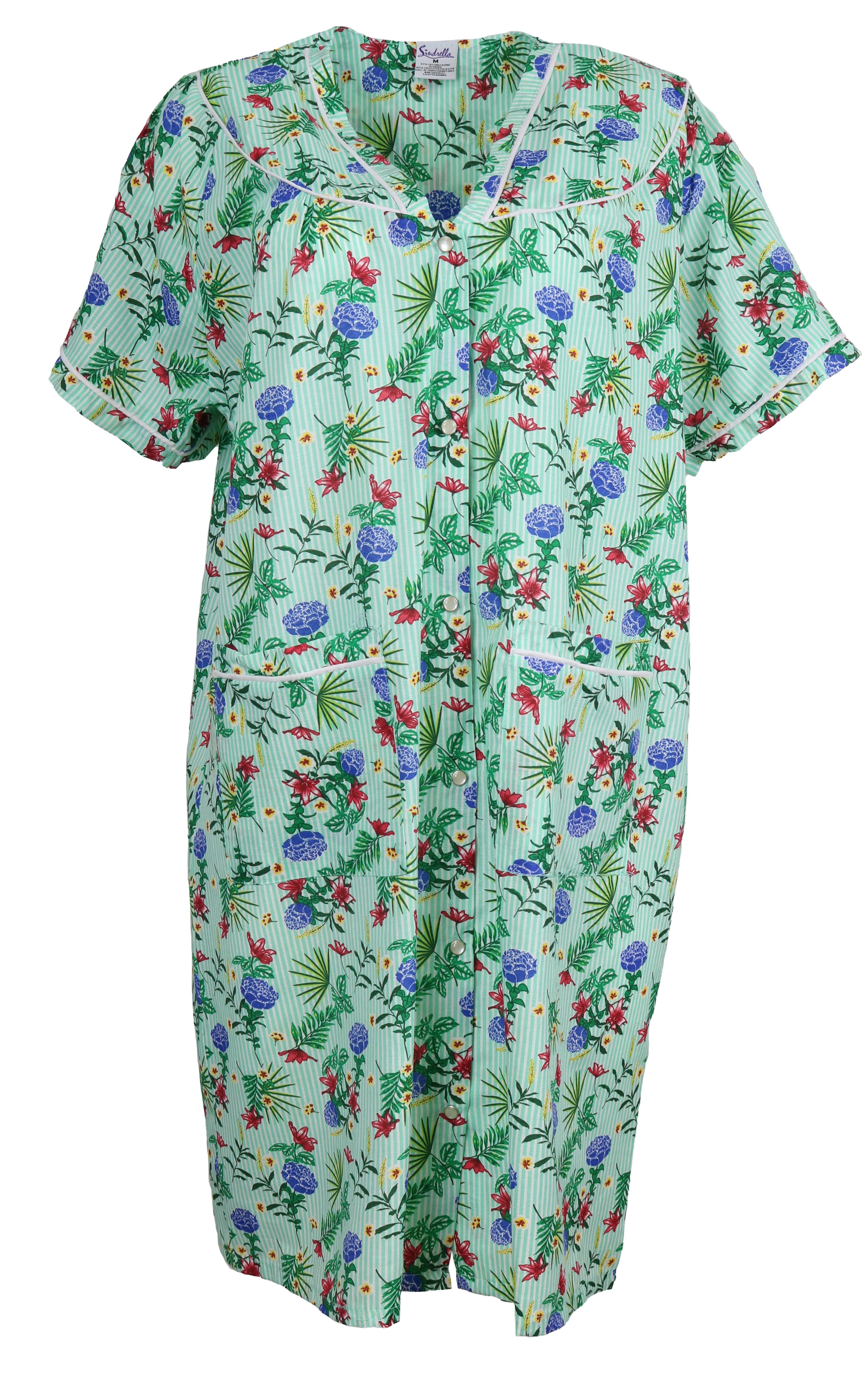 Sindrella Women's Plus Size Cotton Blend Snap Front Duster Robe With ...