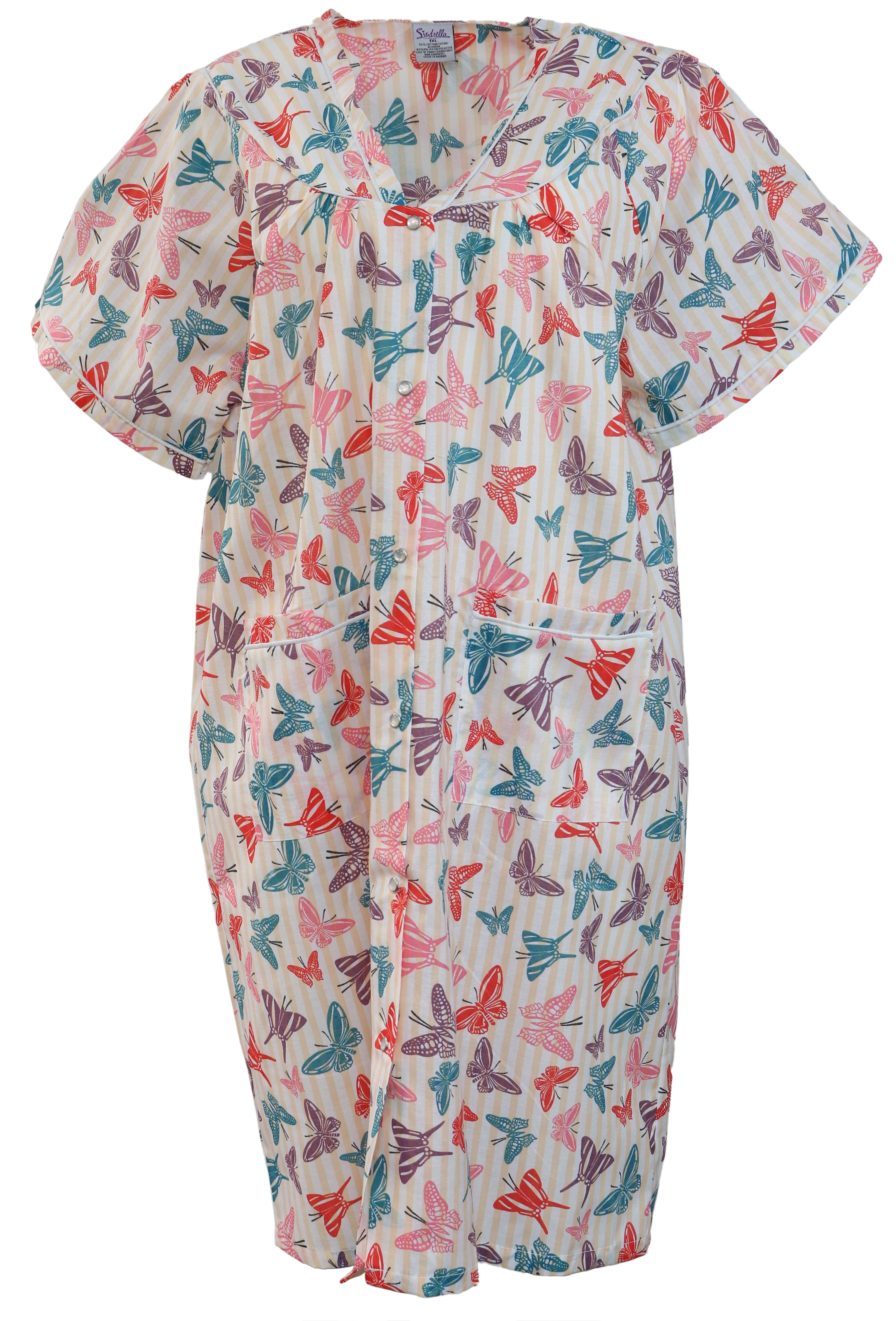 Sindrella Women's Plus Size Cotton Blend Snap Front Duster Robe With ...