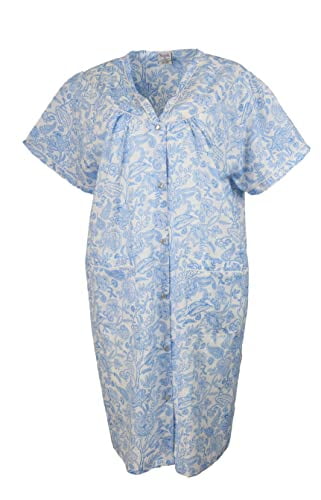 Sindrella Women's Plus Size Cotton Blend Snap Front Duster Robe with ...