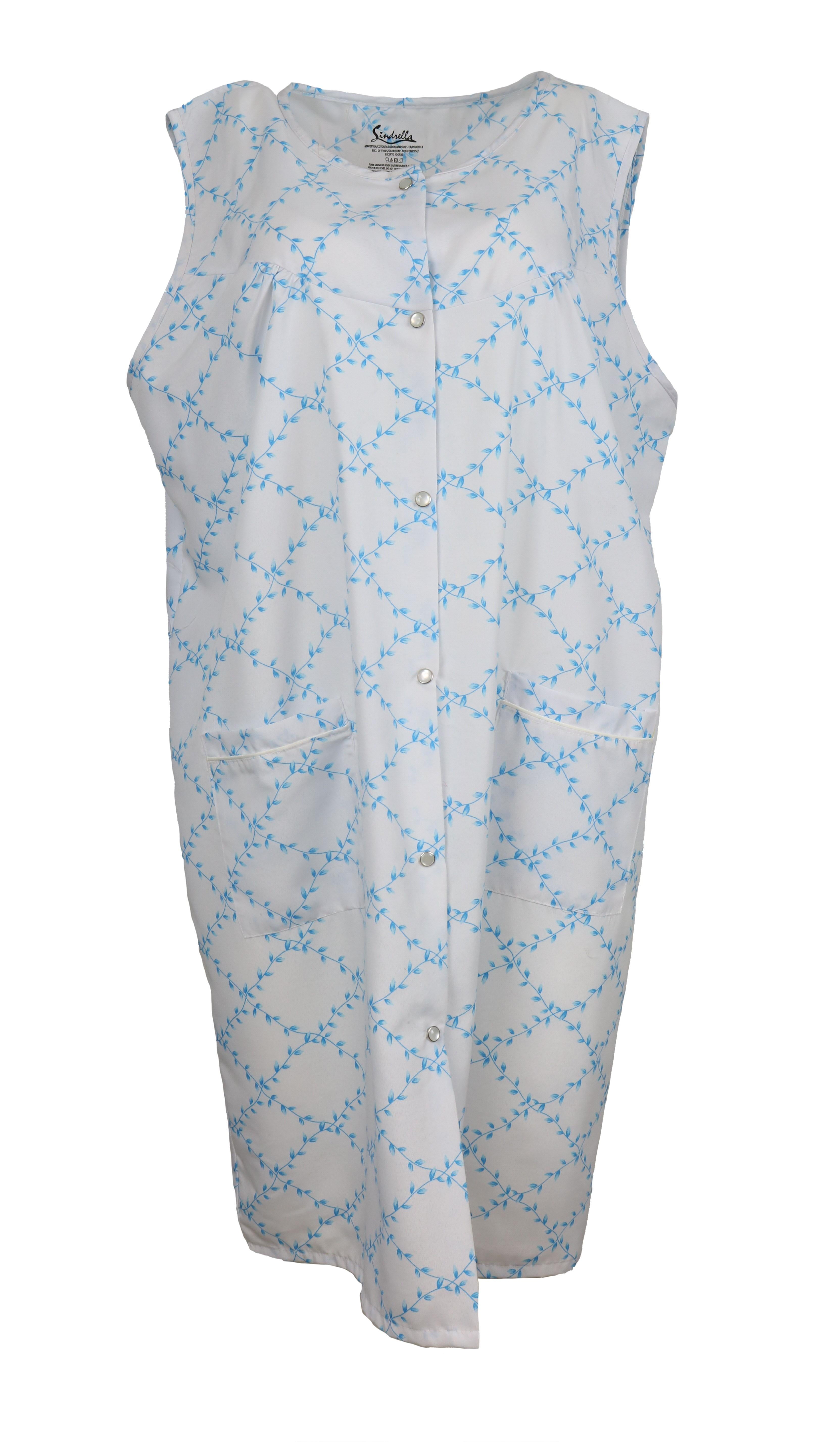 Sindrella Women's Plus Size Sleeveless Cotton Blend Snap Front Duster ...