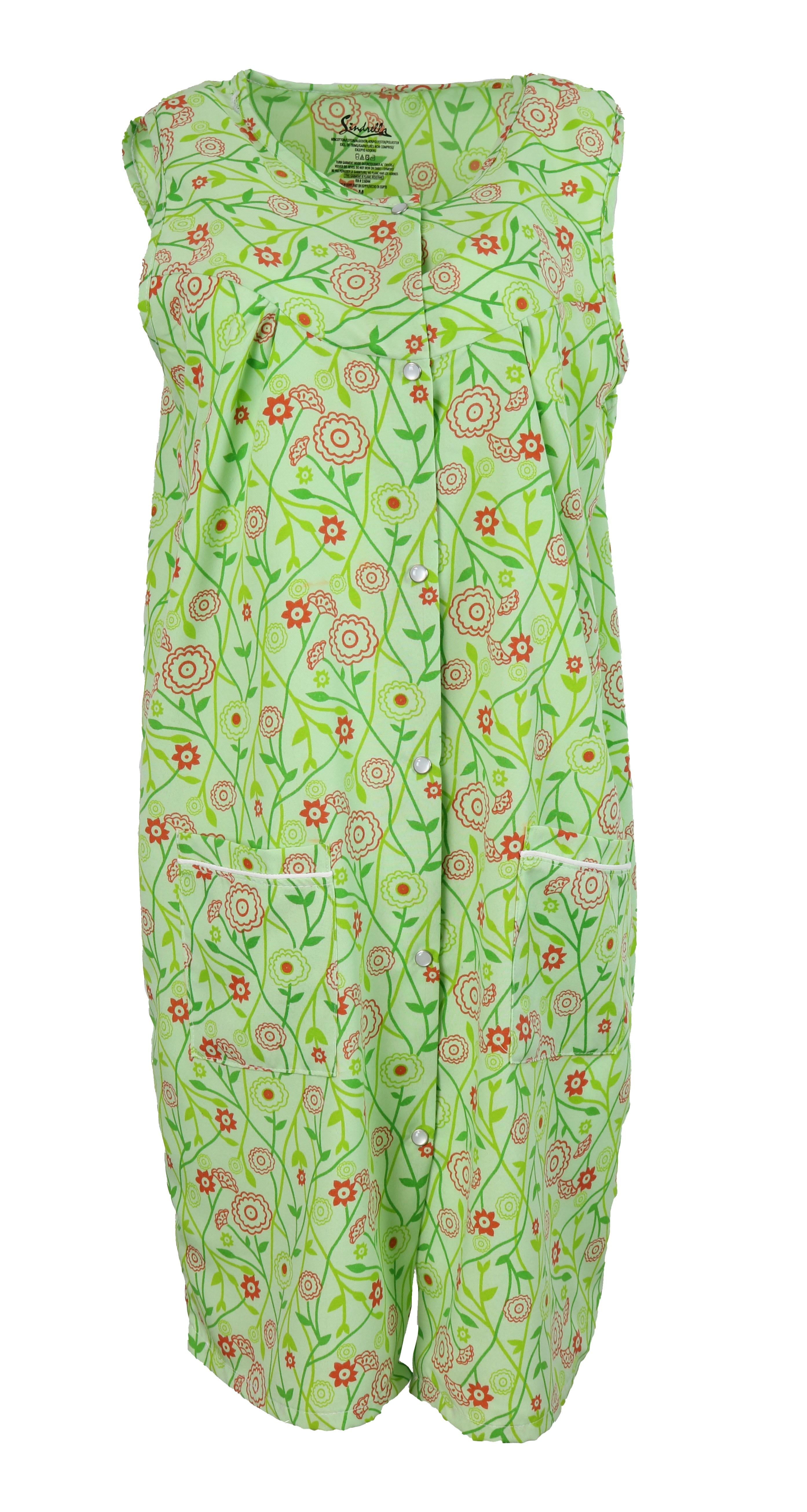 Sindrella Women's Plus Size Sleeveless Cotton Blend Snap Front Duster ...