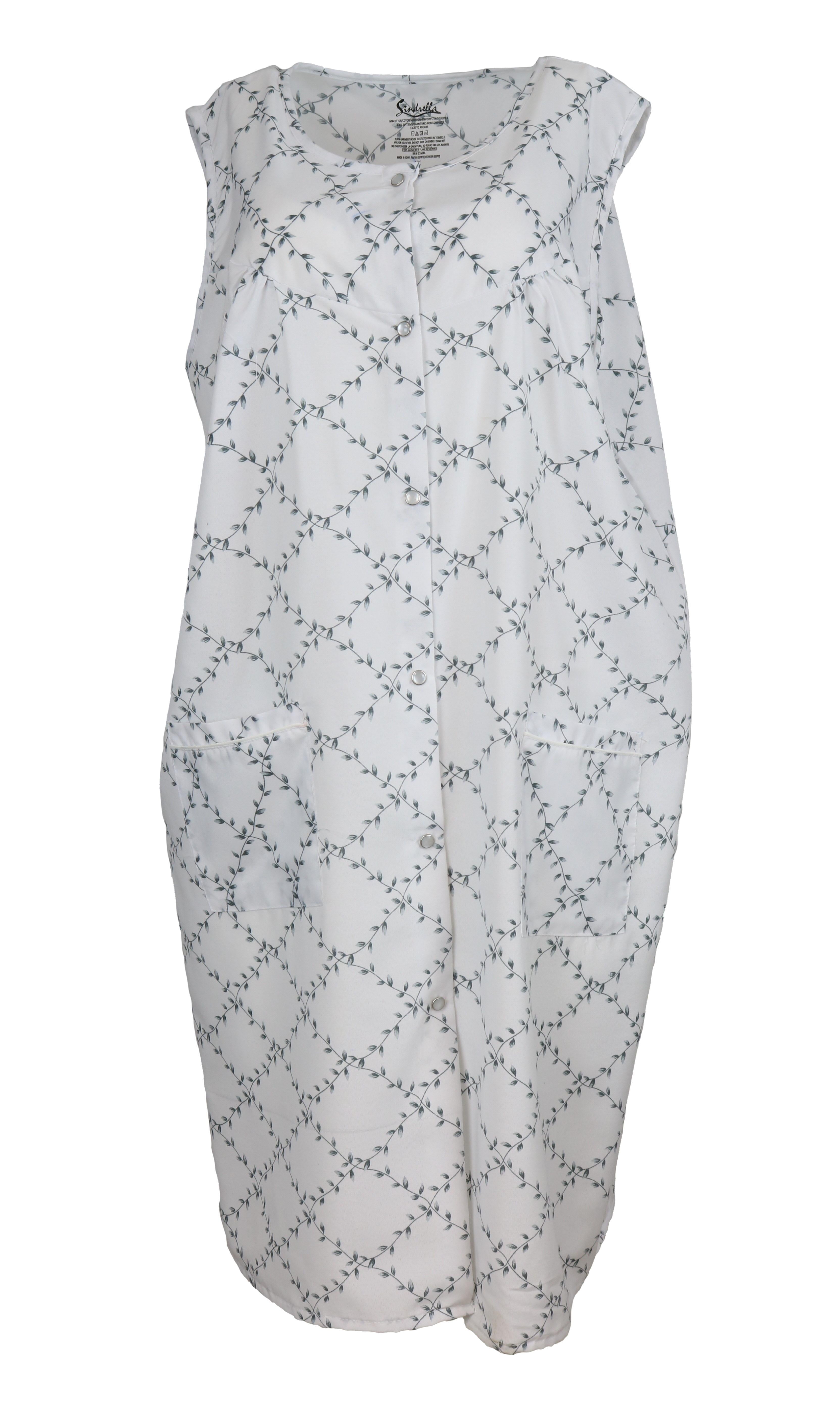 Sindrella Women's Plus Size Sleeveless Cotton Blend Snap Front Duster ...