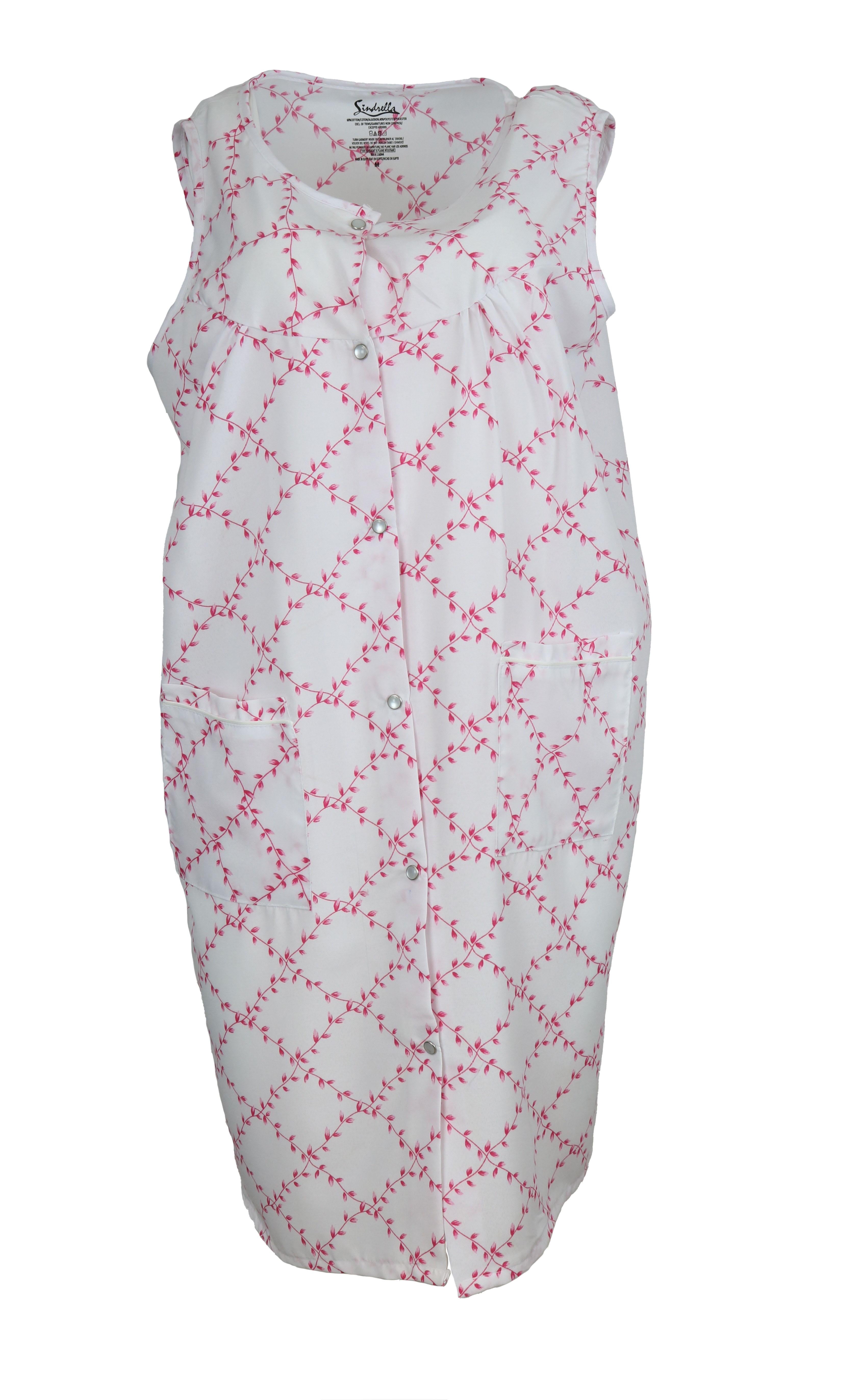 Sindrella Women's Plus Size Sleeveless Cotton Blend Snap Front Duster ...