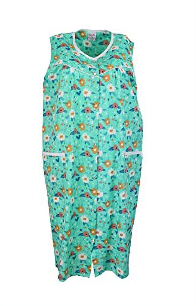 Sindrella Women's Sleeveless Cotton Blend Snap Front Duster Robe with ...