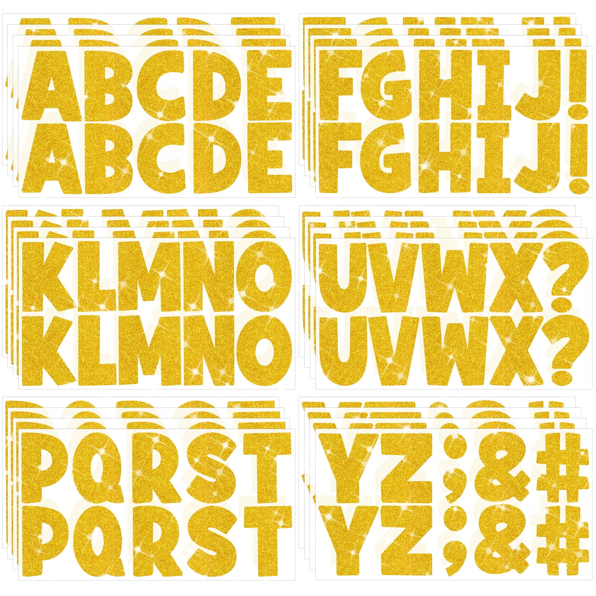 Sinekong 24 Sheets Glitter Gold Letter Stickers Large Bulletin Board ...