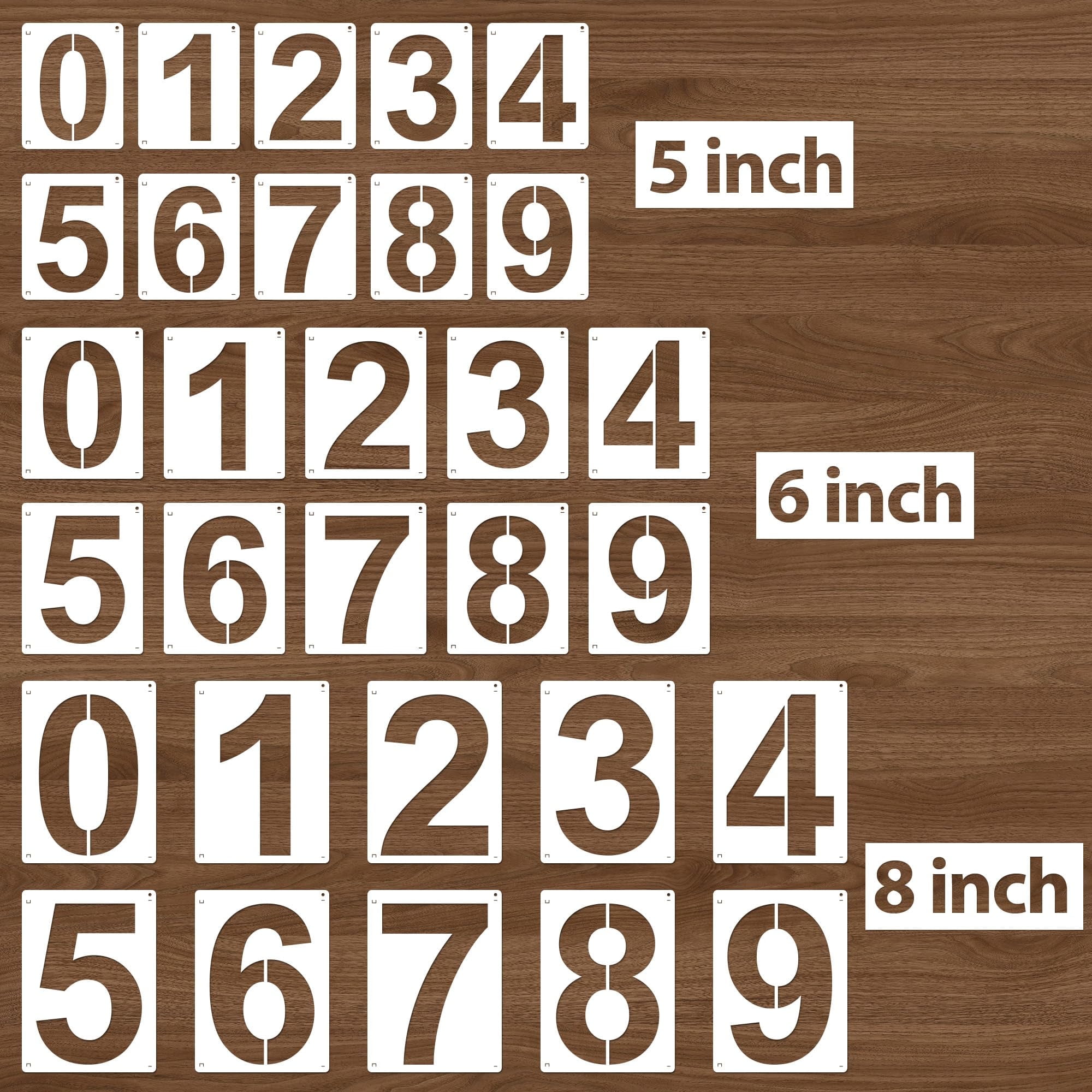 Sinekong 5,6,8 Inch Number Stencils, 30Pcs 0-9 Large Plastic Reusable ...