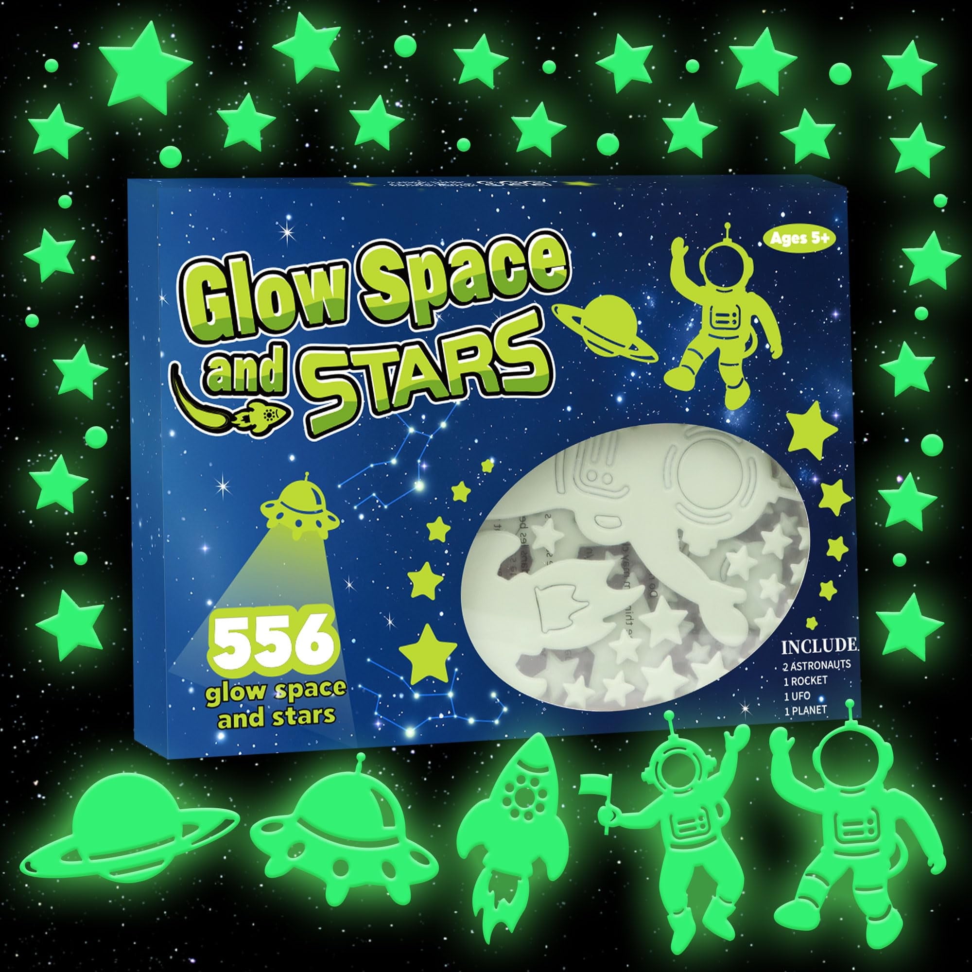 Sinekong 556PCS Glow in The Dark Stars for Ceiling, 3D Space Galaxy ...