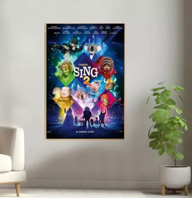 Sing 2 Movie Poster, Wall Art Painting Living Room Bedroom Decor NO ...