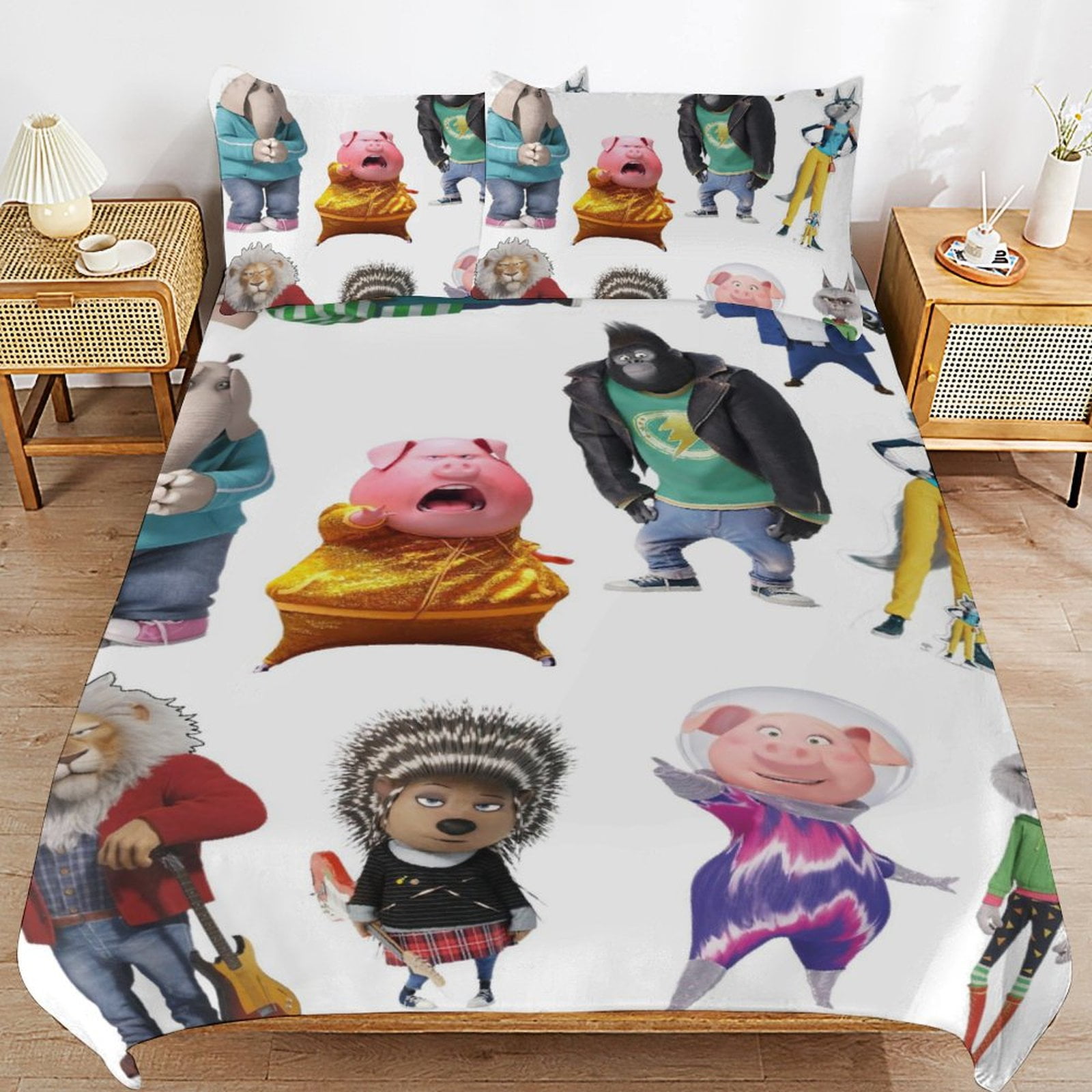 Sing Cartoon Kids 3 Piece Bedding Set, Super Soft Printed Comforter ...