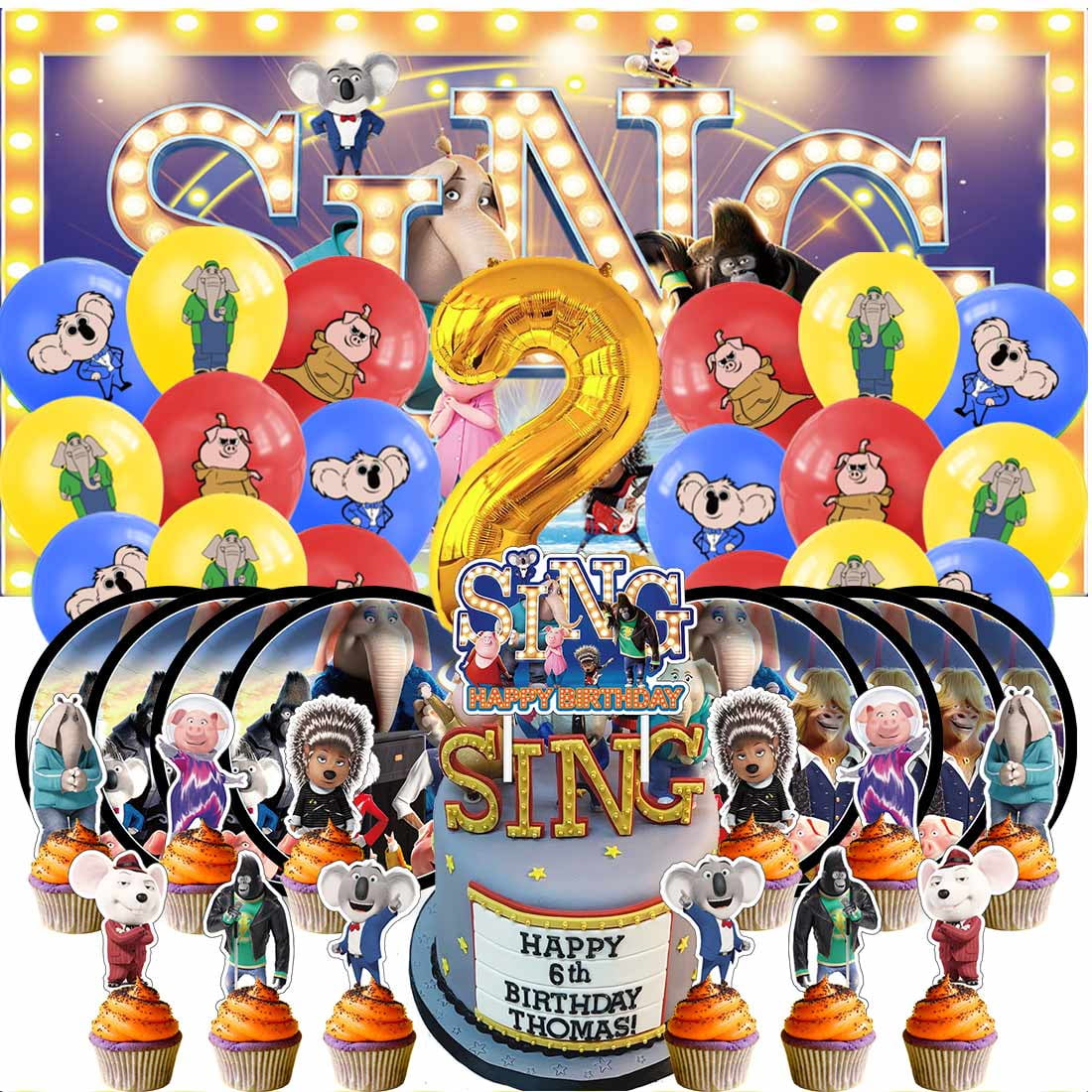 Sing Movie Balloons Party Supplies 2nd Decor Tableware Birthday Cake ...