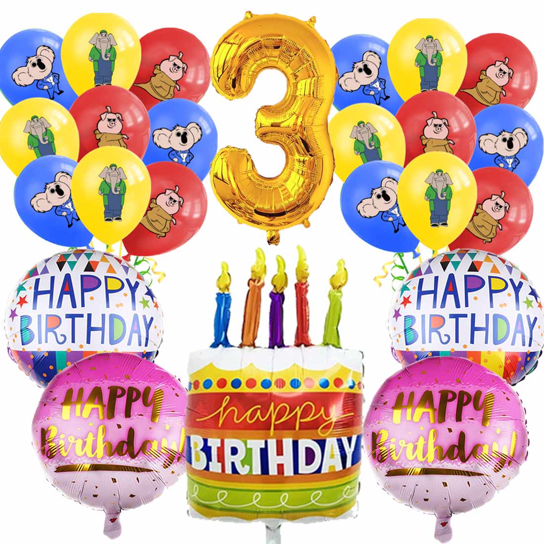 Sing Movie Balloons Party Supplies 3rd Big Number Decorations Decor Kit ...